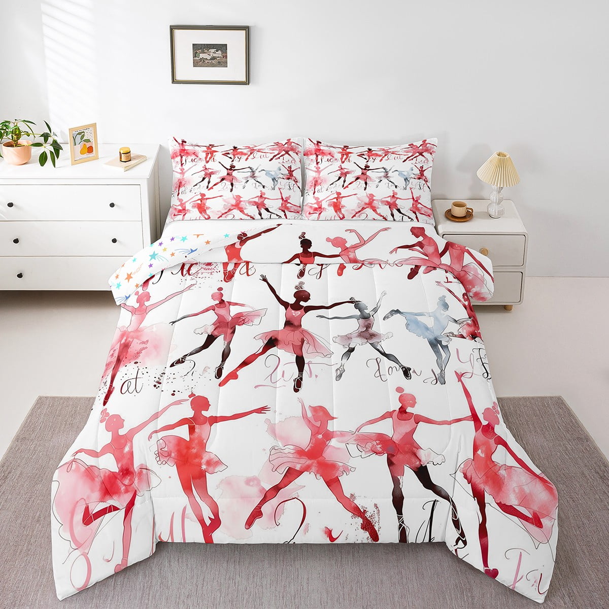 Ballet Comforter Set Twin Size Princess Room Decor Bedding Sets ...
