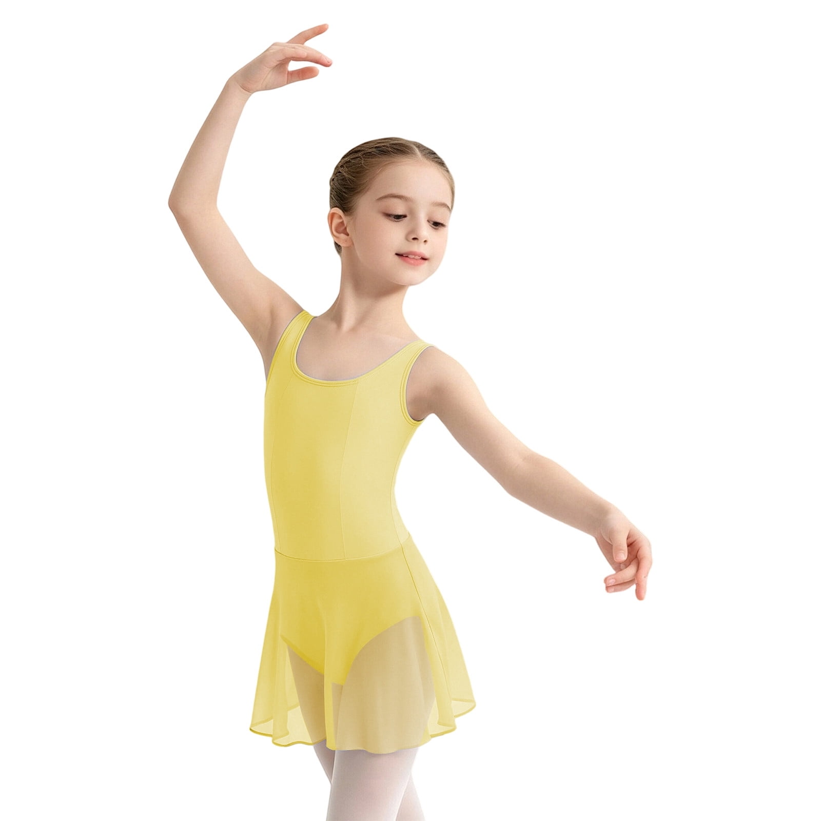 Girls Ballet Dance Leotard with Tutu Skirt Strap Backless Romper for ...