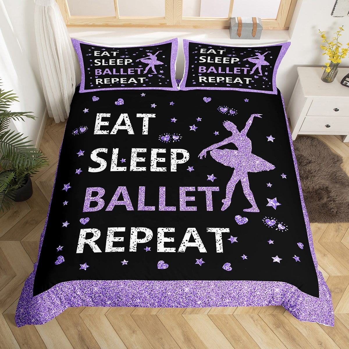 Girls Ballet Duvet Cover King Ballet Dancer Bedding Sets For Ballerina ...