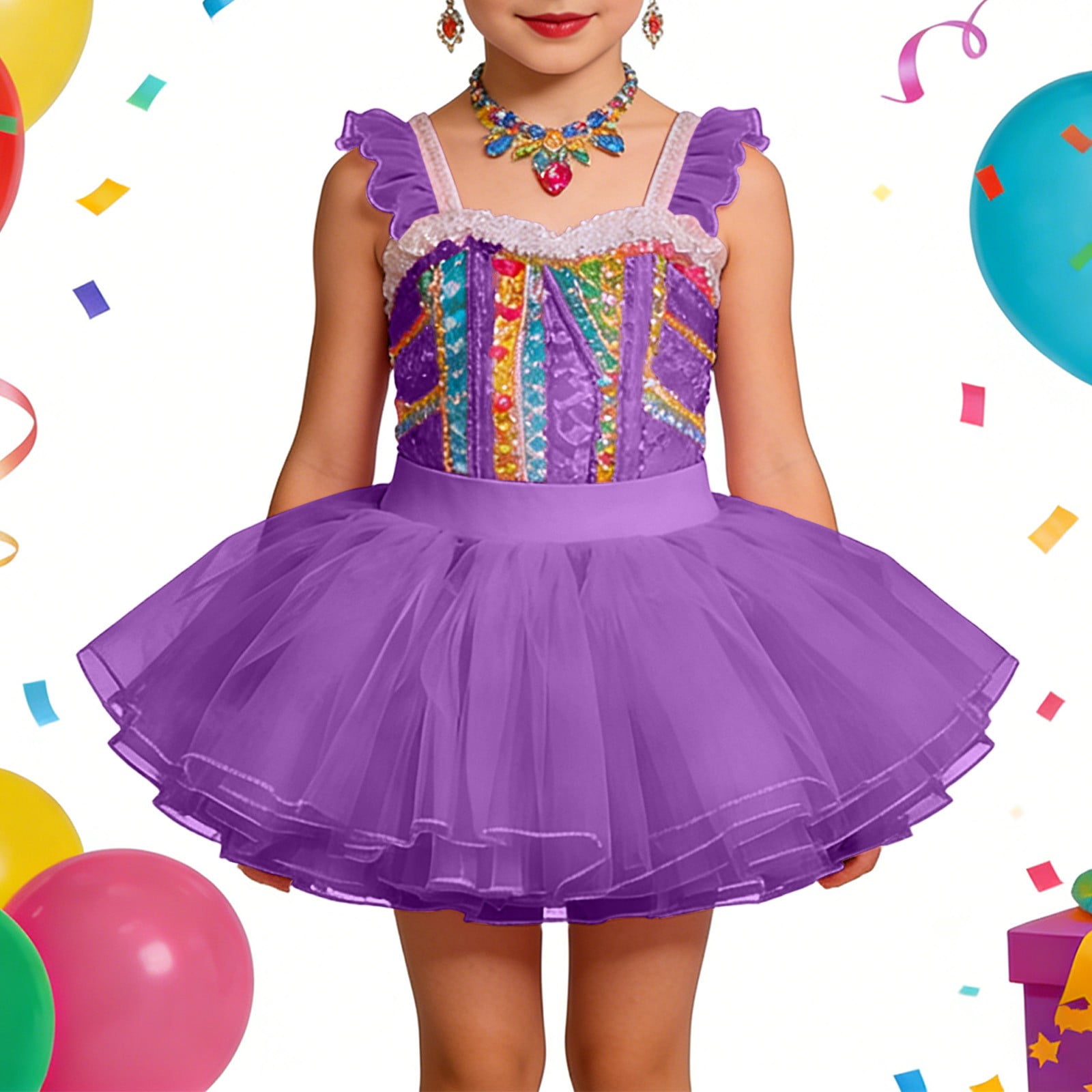 Girls' Ballet Tutu Dance Skirt – Layered Flared Elastic Waist Skirt for ...