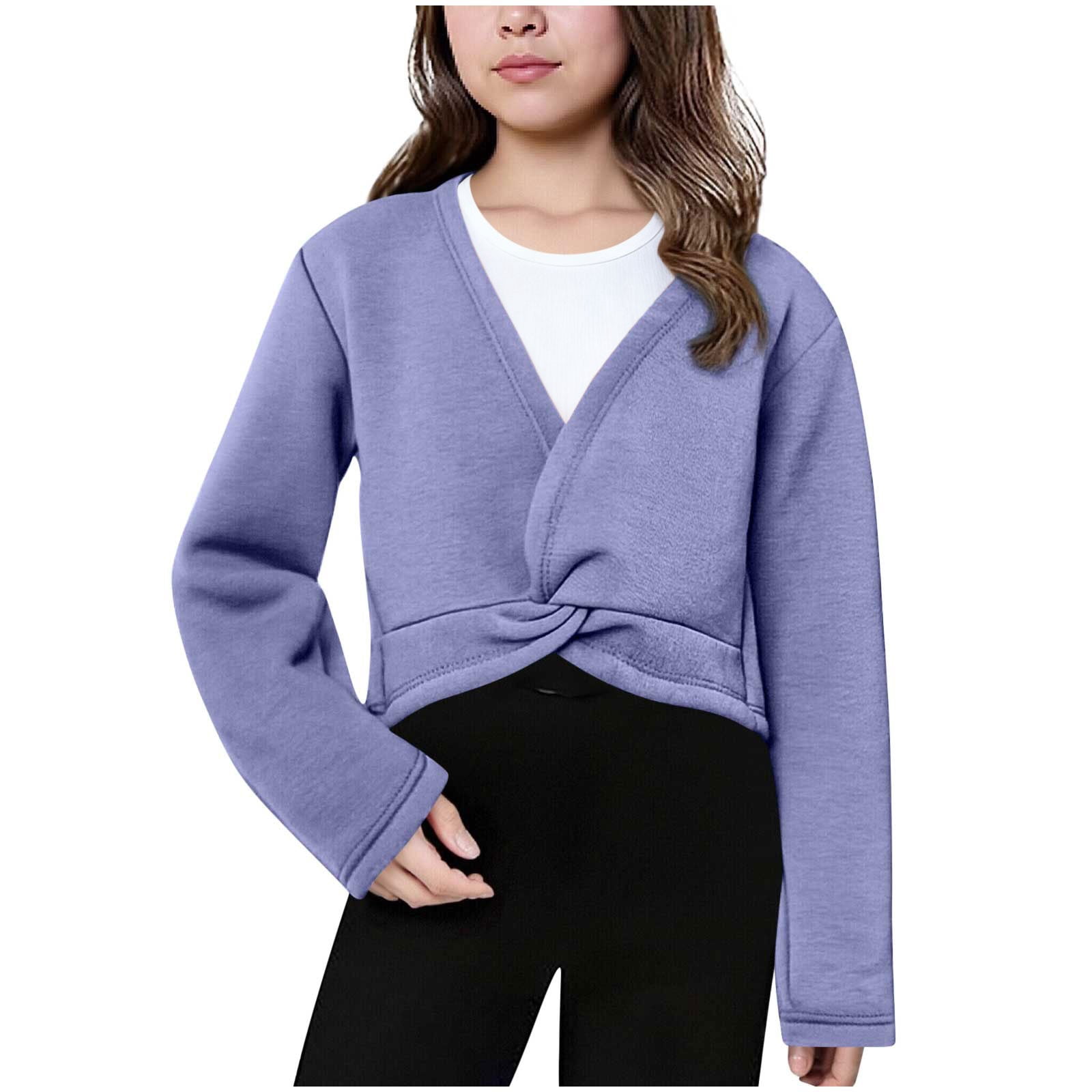 Girls Ballet Wrap Top Dance Dress Cover up Long Sleeve Cotton Dance ...