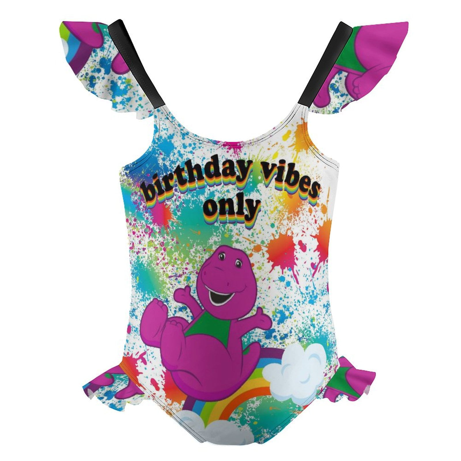 Girls Barney And Friends One Piece Swimsuits Flutter Sleeve Bathing ...