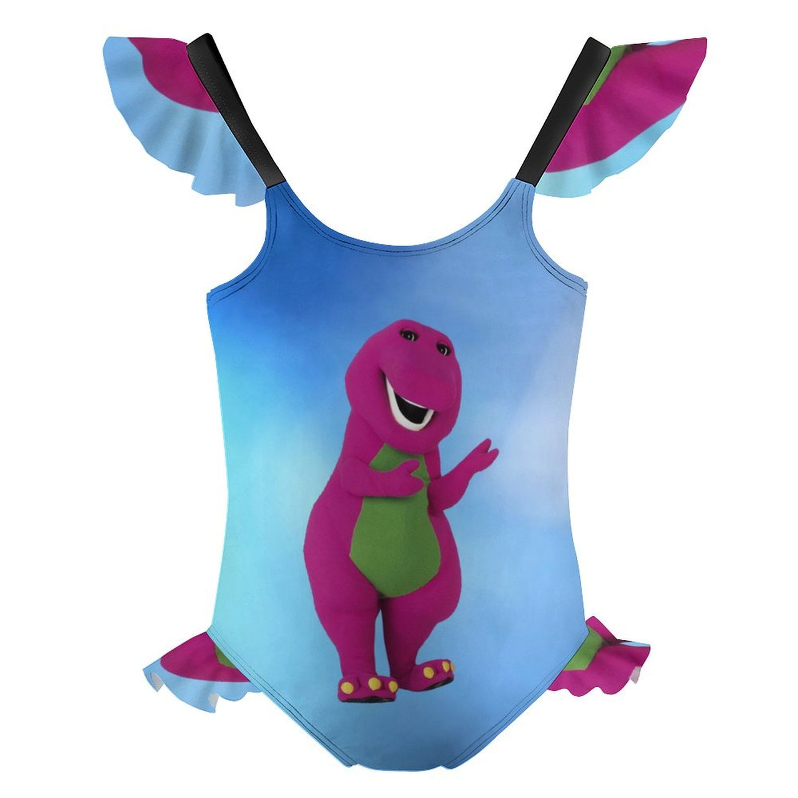 Girls Barney And Friends One Piece Swimsuits Flutter Sleeve Bathing ...