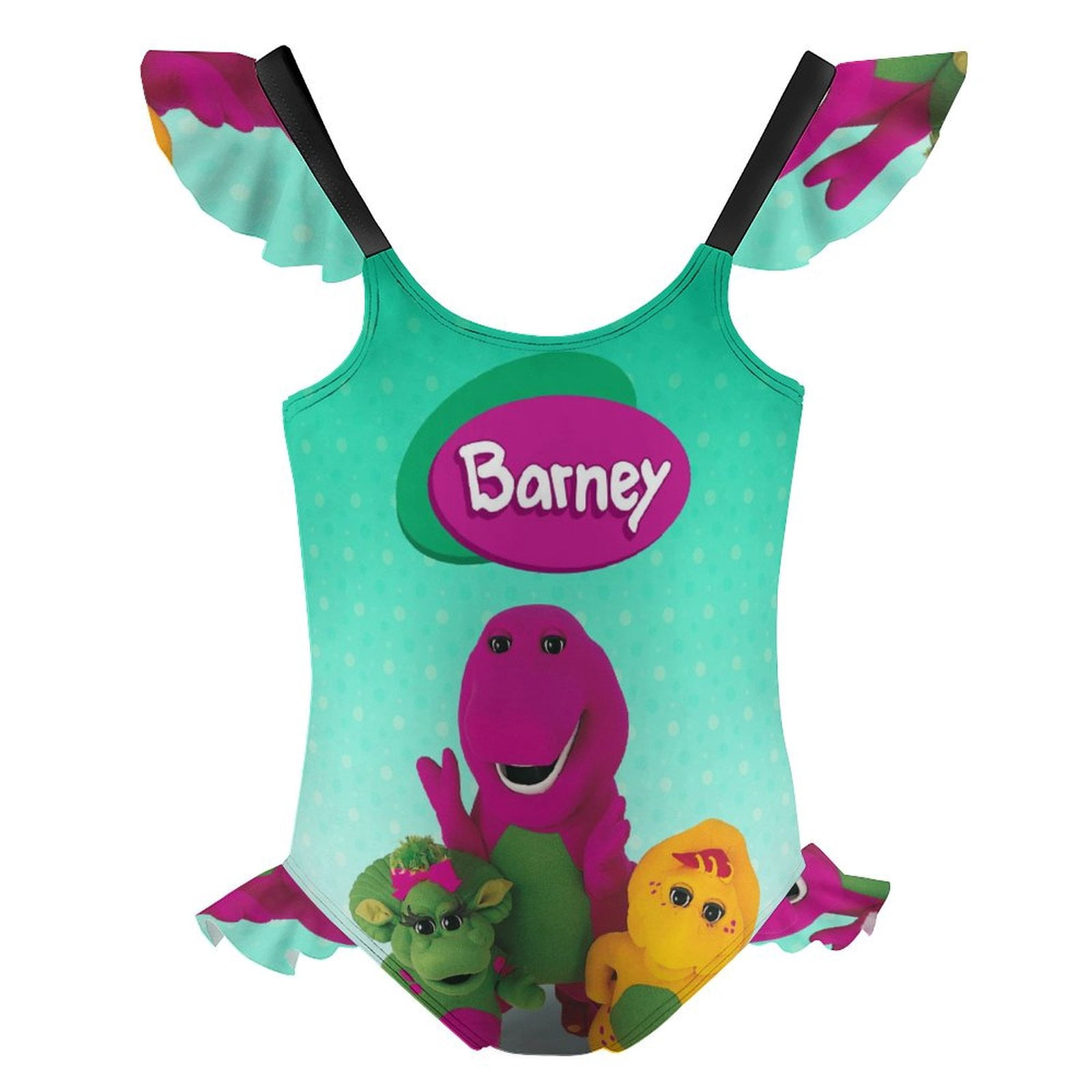 Girls Barney And Friends One Piece Swimsuits Flutter Sleeve Bathing ...