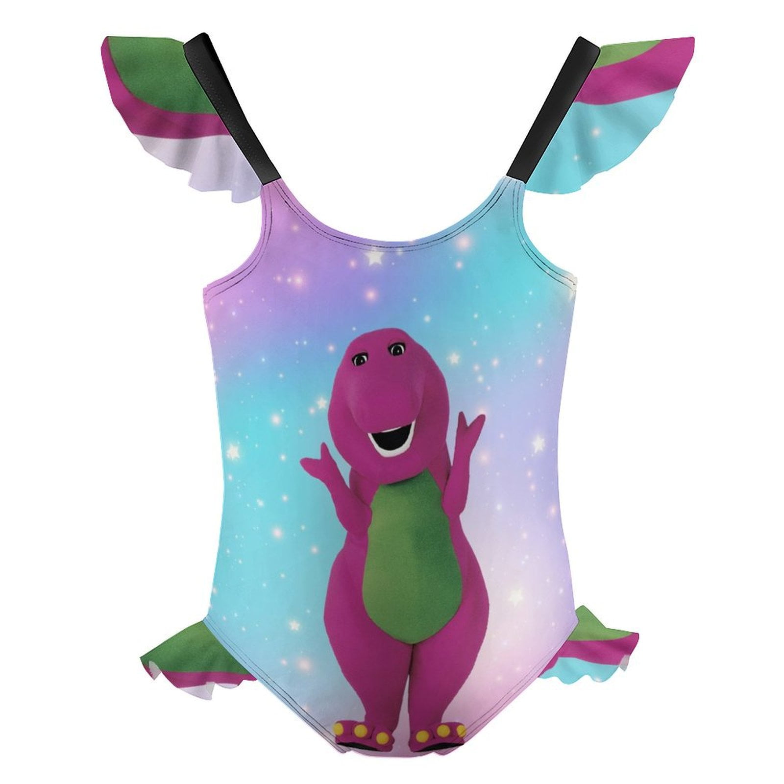 Girls Barney And Friends One Piece Swimsuits Flutter Sleeve Bathing ...