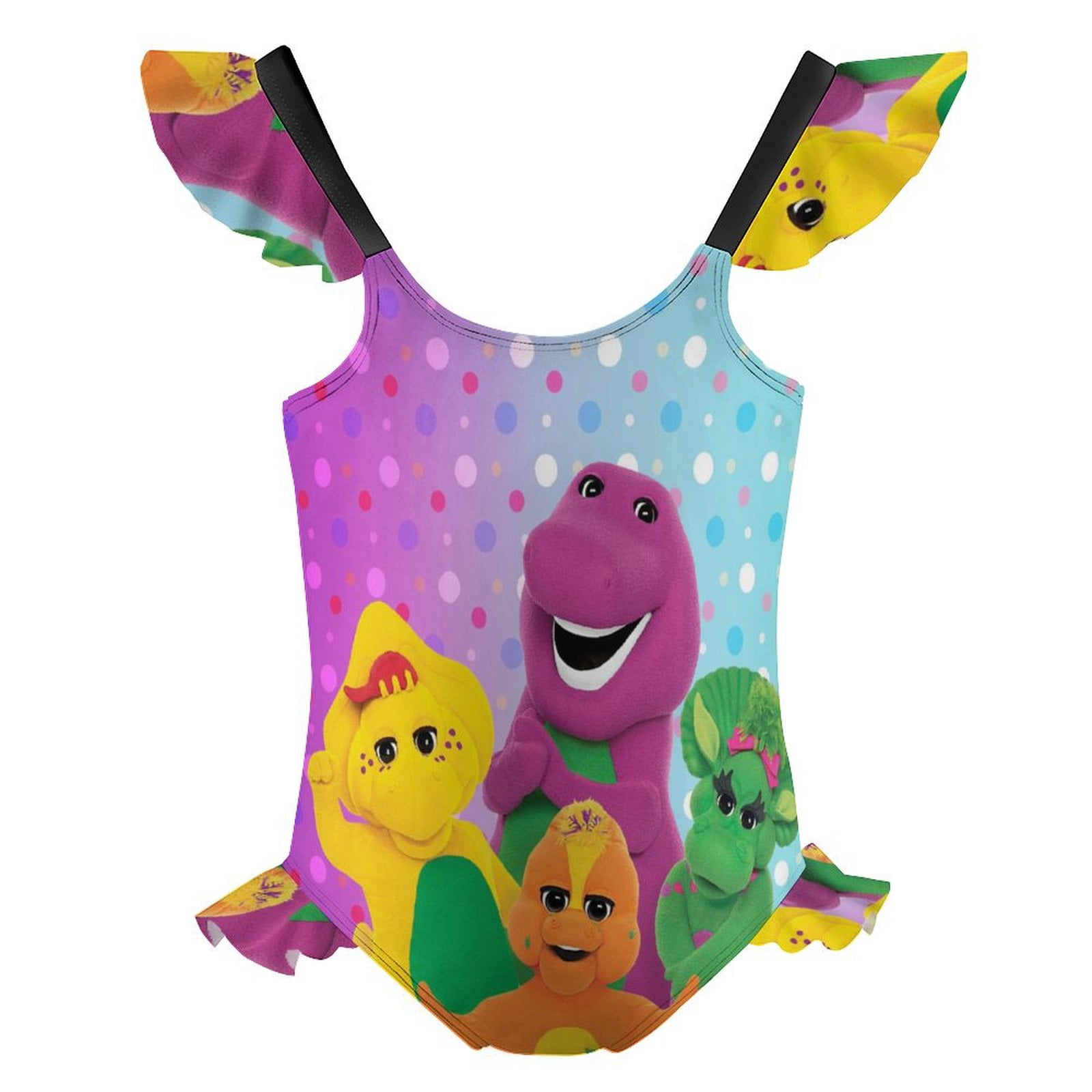 Girls Barney And Friends One Piece Swimsuits Flutter Sleeve Bathing ...