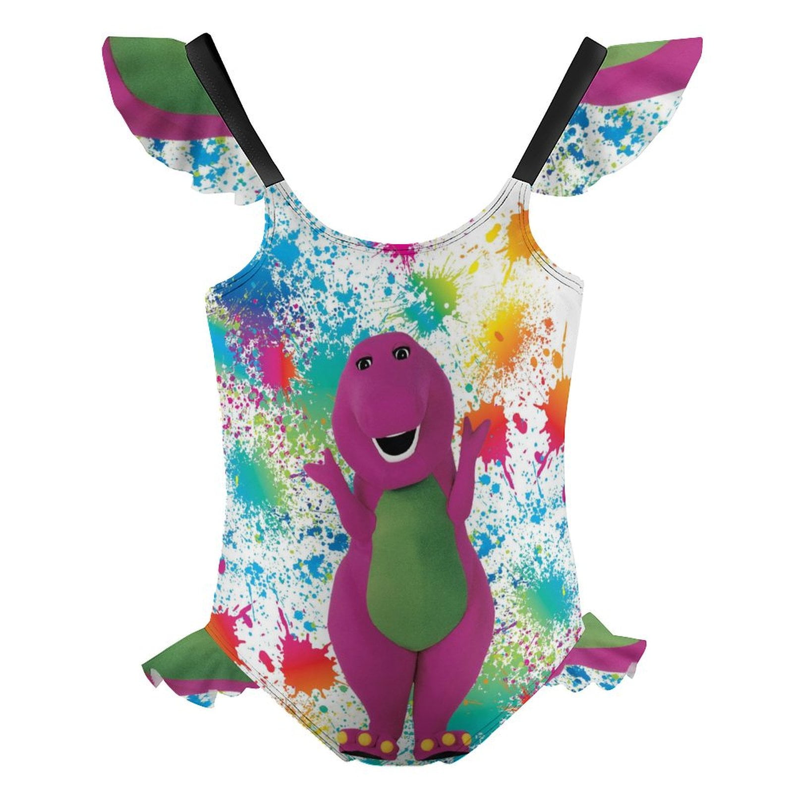 Girls Barney And Friends One Piece Swimsuits Flutter Sleeve Bathing ...
