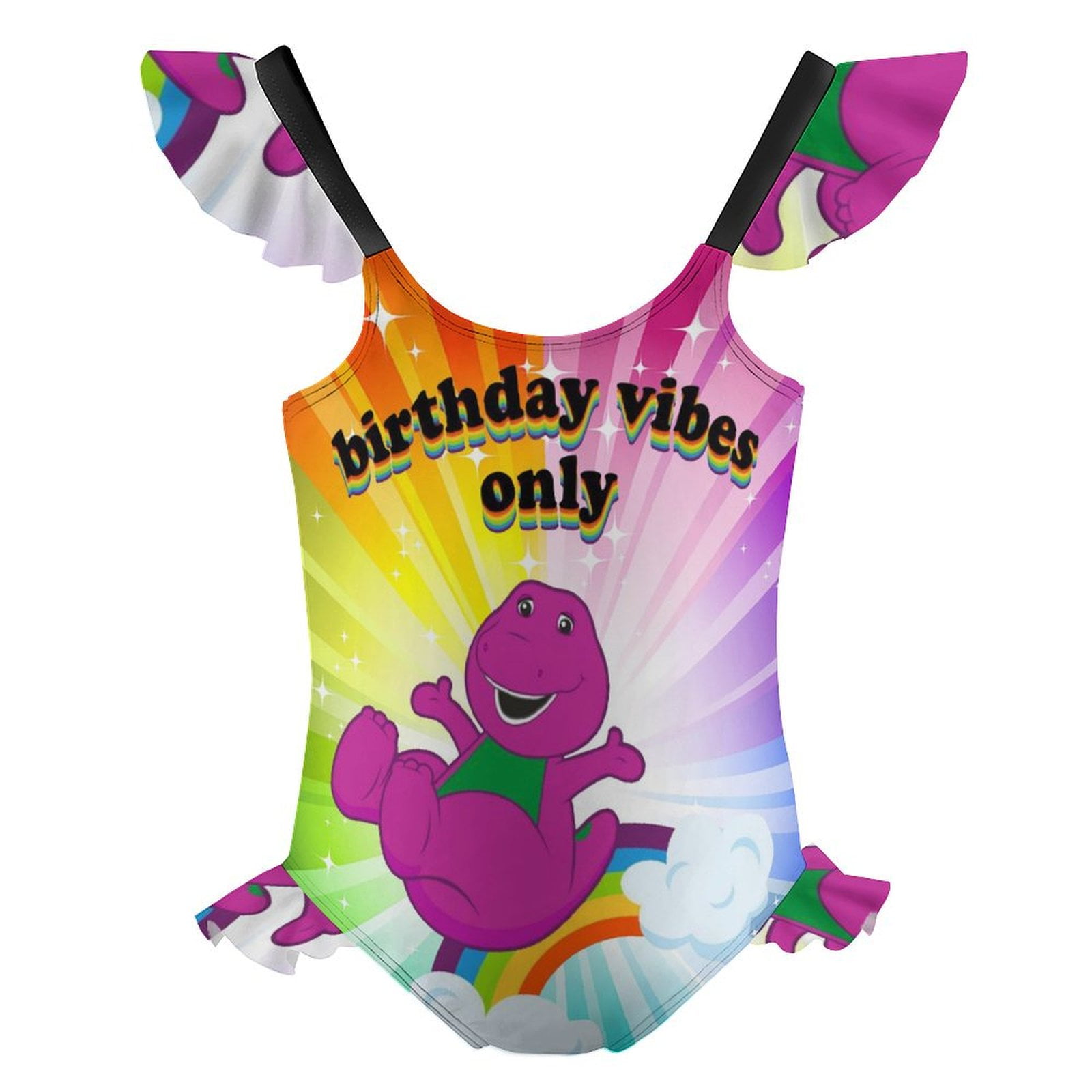 Girls Barney And Friends One Piece Swimsuits Flutter Sleeve Bathing ...