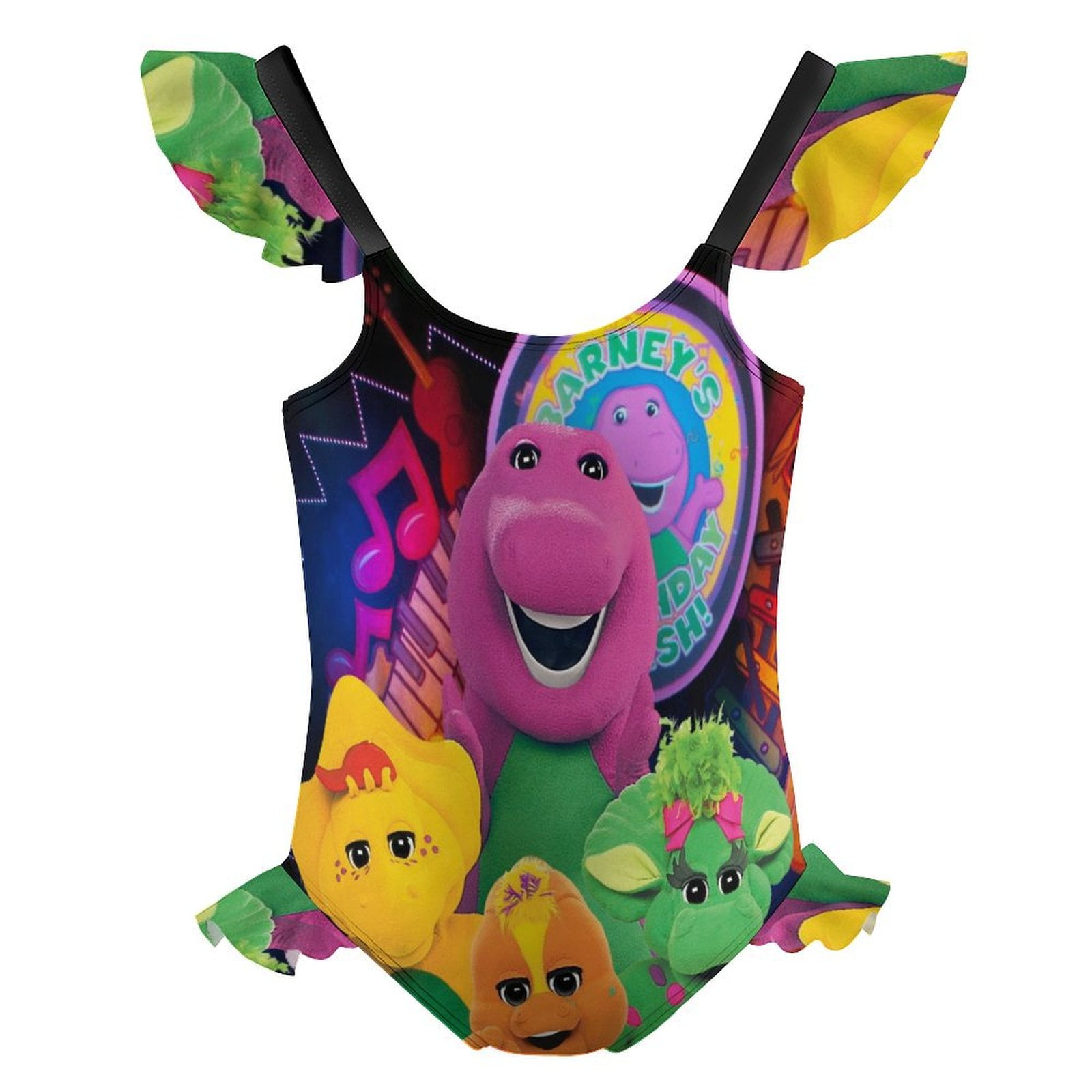 Girls Barney And Friends One Piece Swimsuits Flutter Sleeve Bathing ...