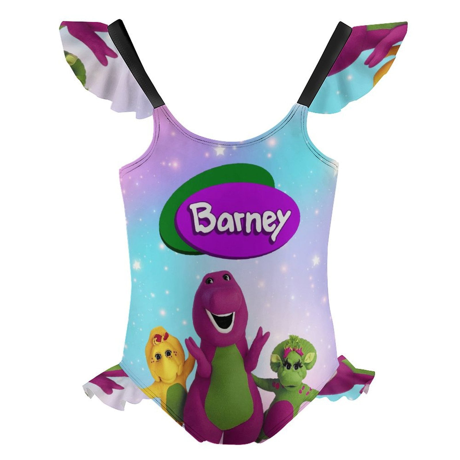 Girls Barney And Friends One Piece Swimsuits Flutter Sleeve Bathing ...