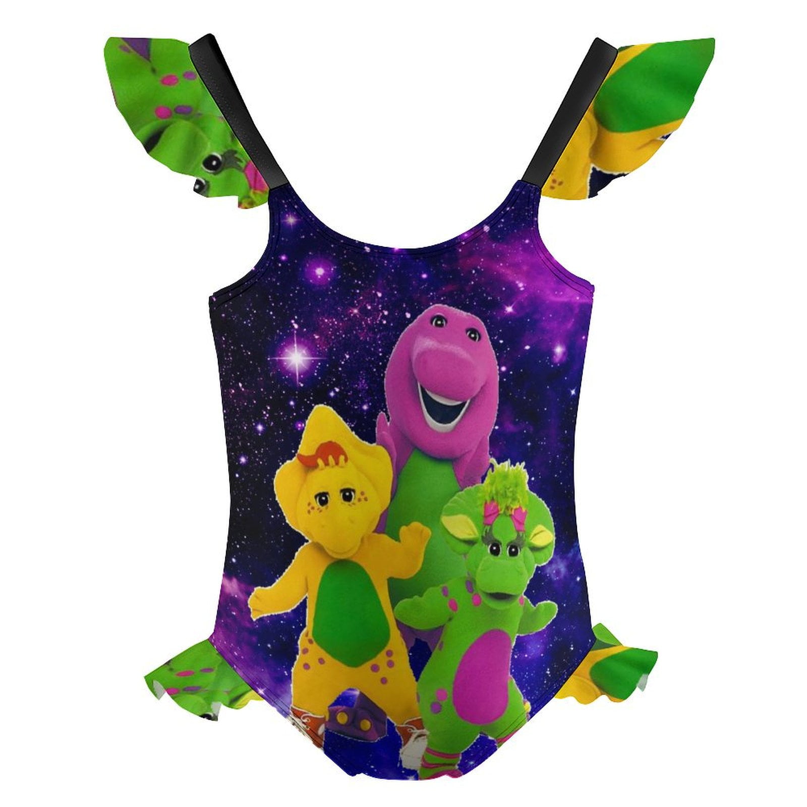 Girls Barney And Friends One Piece Swimsuits Flutter Sleeve Bathing ...