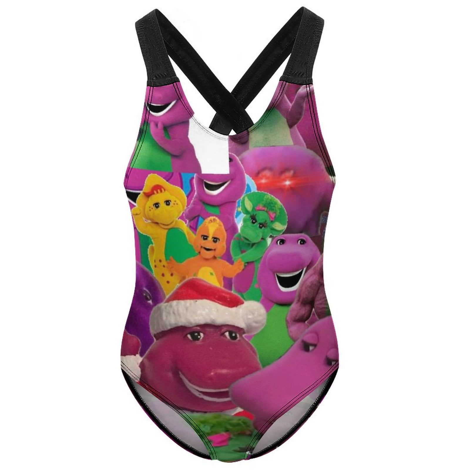 Girls Barney Dinosaur Friends One Piece Swimsuits Bathing Suits Cross ...