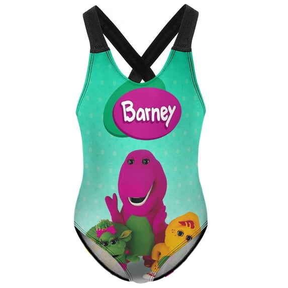 Girls Barney Dinosaur Friends One Piece Swimsuits Bathing Suits Cross ...