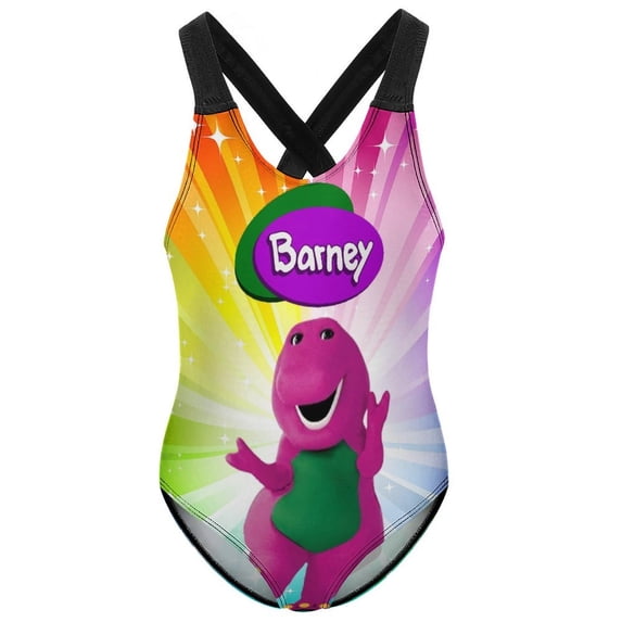 Girls Barney Dinosaur Friends One Piece Swimsuits Bathing Suits Cross ...