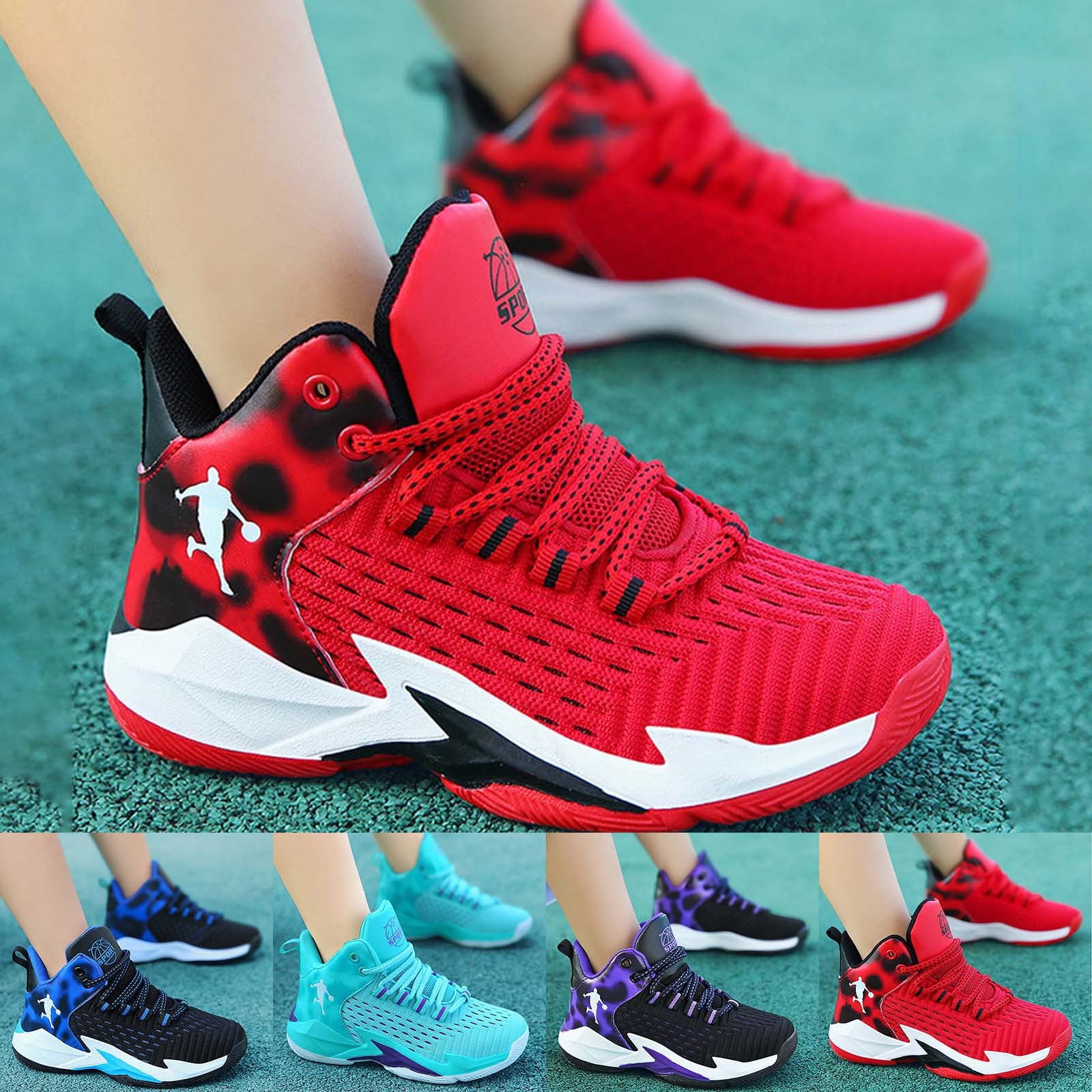 Girls' Basketball Sneakers Athletic Shoes Flyknit Mesh Upper Student ...