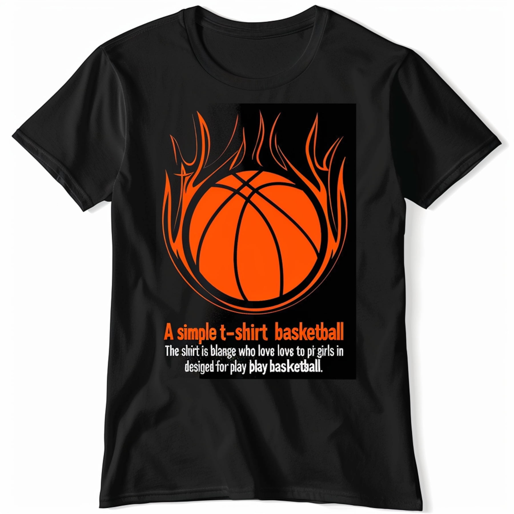 Girls' Basketball T Shirt with Orange Basketball & Flame Design Modern ...