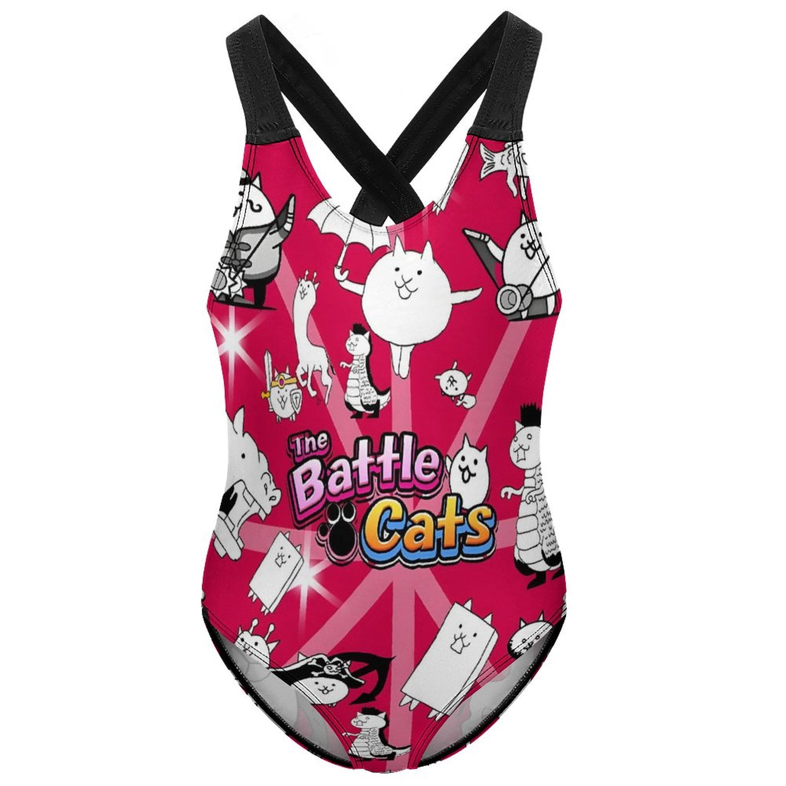 Girls Bat-tle Cats One Piece Swimsuits Bathing Suits Cross Back ...