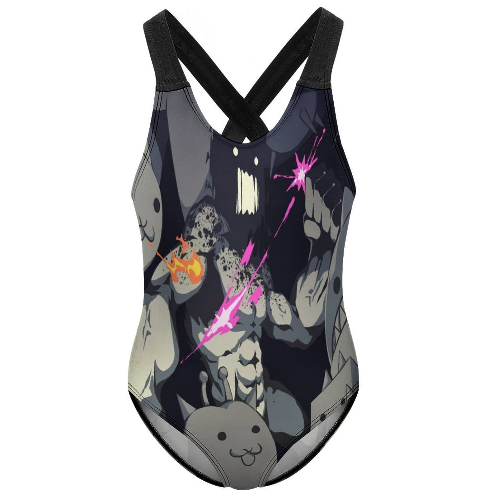 Girls Bat-tle Cats One Piece Swimsuits Bathing Suits Cross Back ...
