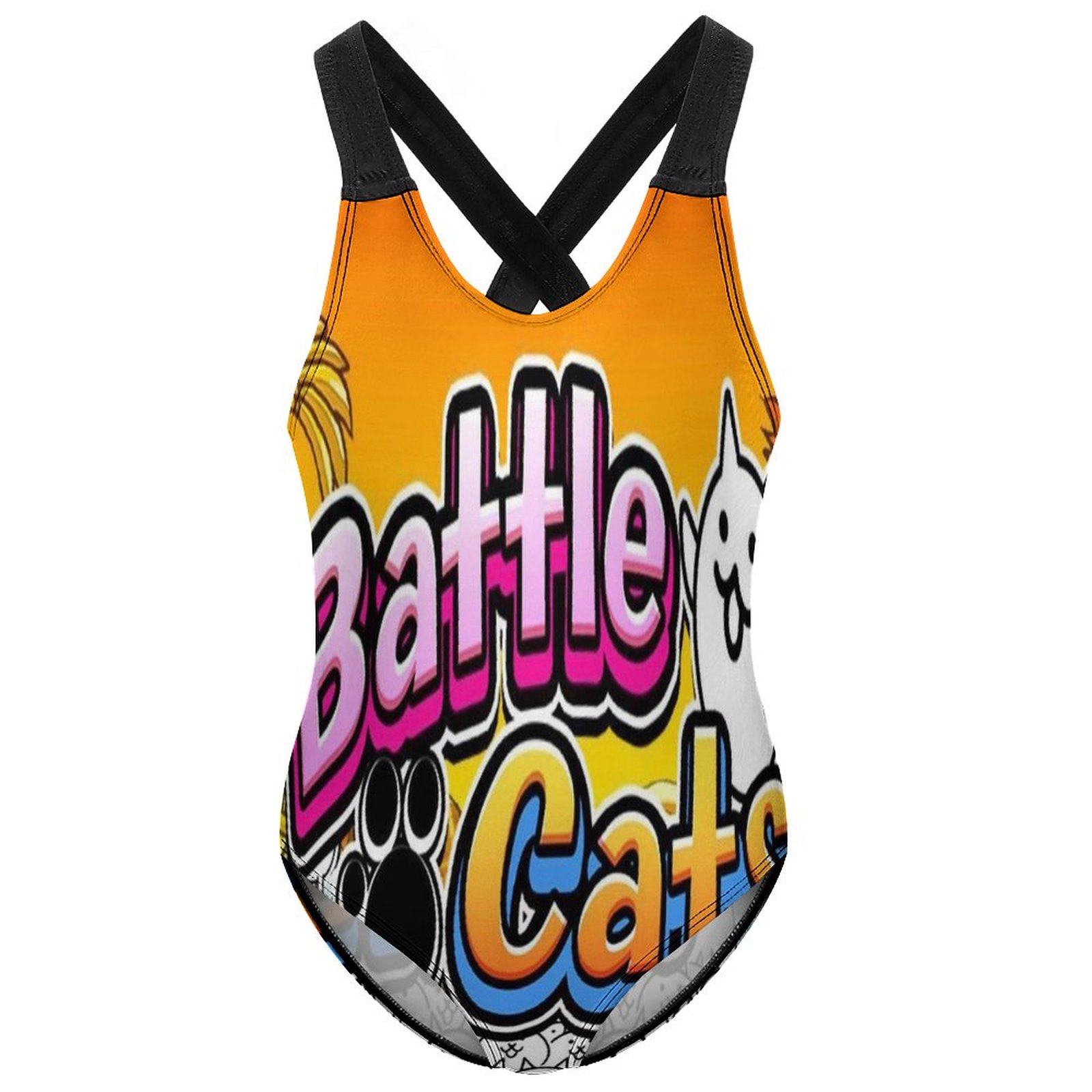 Girls Bat-tle Cats One Piece Swimsuits Bathing Suits Cross Back ...