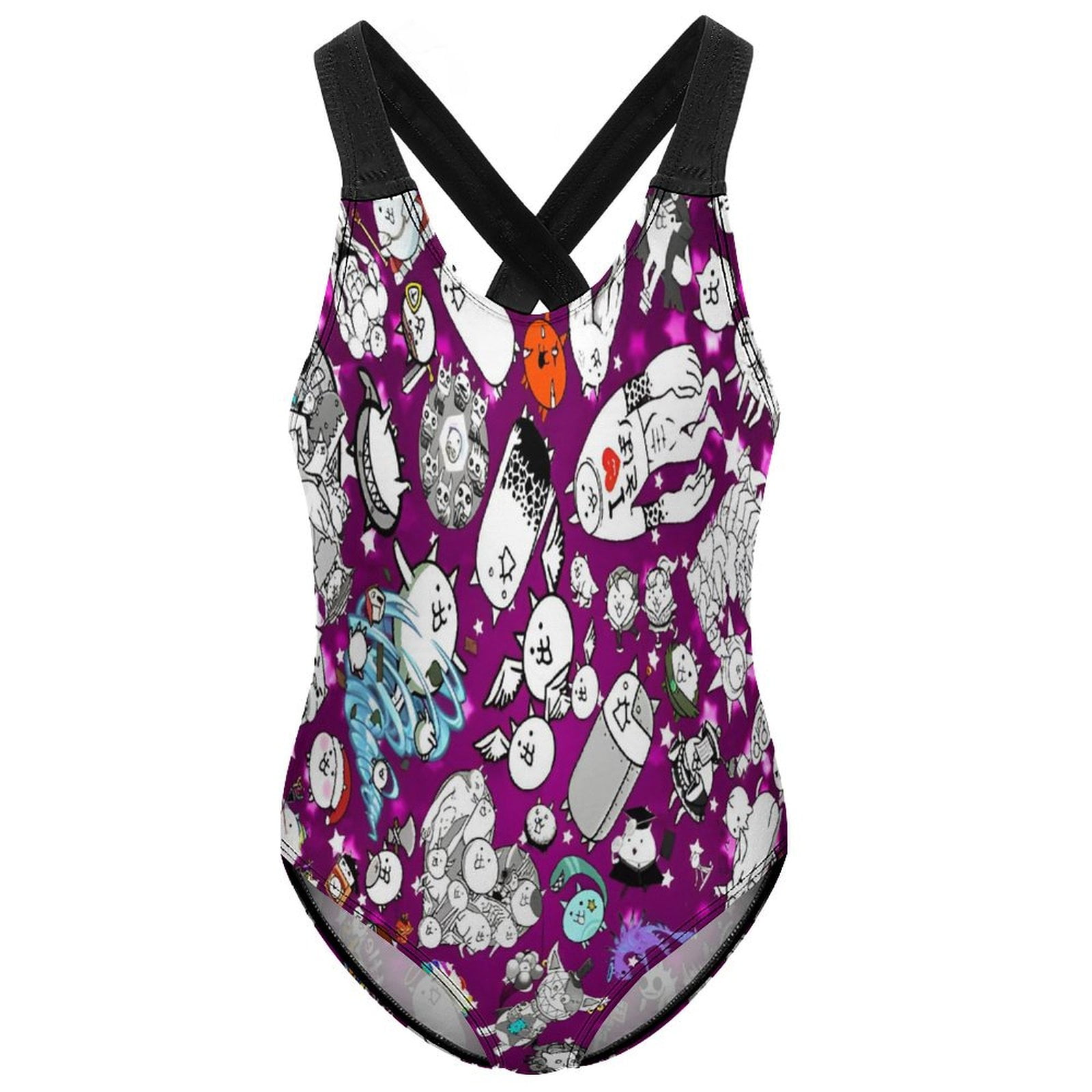 Girls Bat-tle Cats One Piece Swimsuits Bathing Suits Cross Back ...