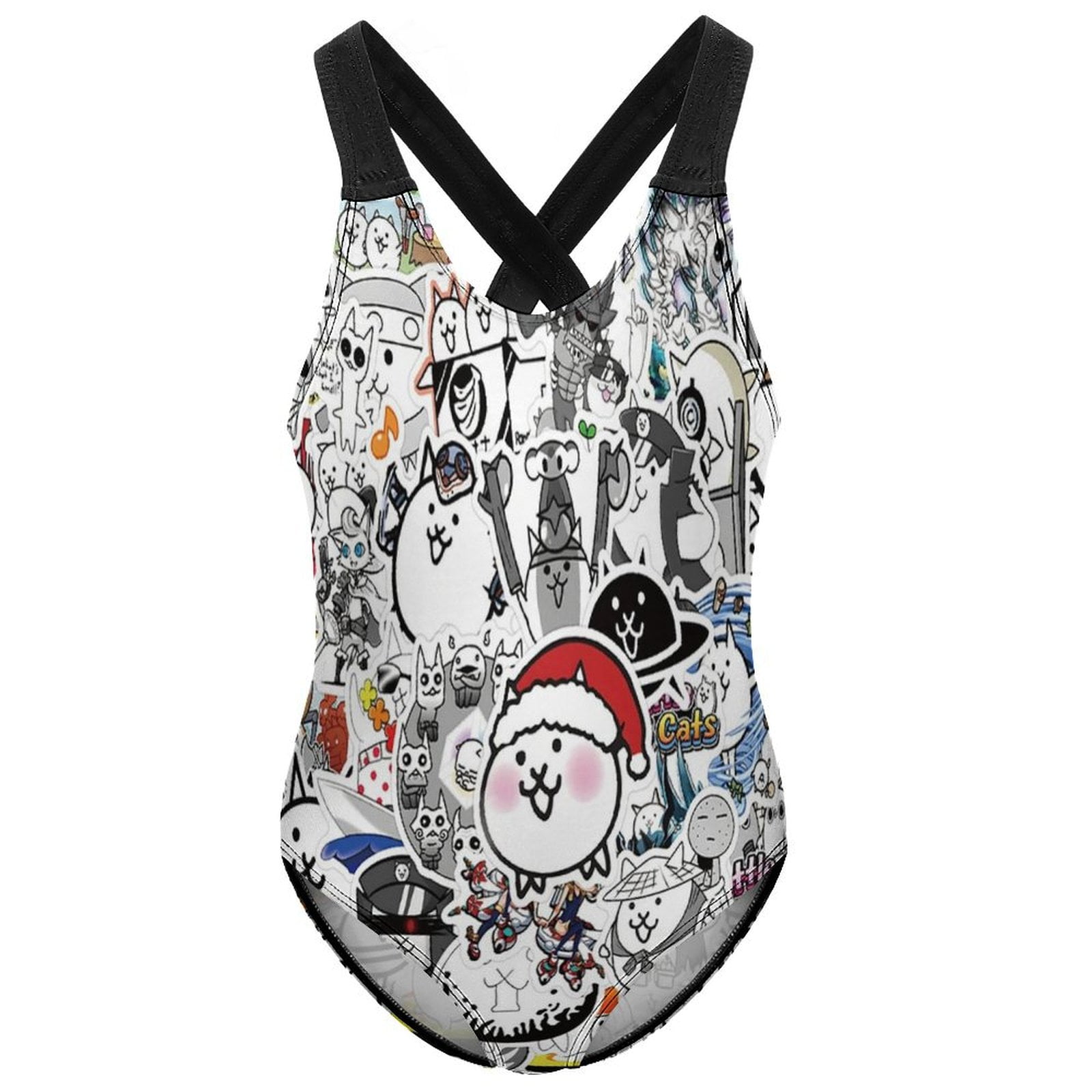 Girls Bat-tle Cats One Piece Swimsuits Bathing Suits Cross Back ...