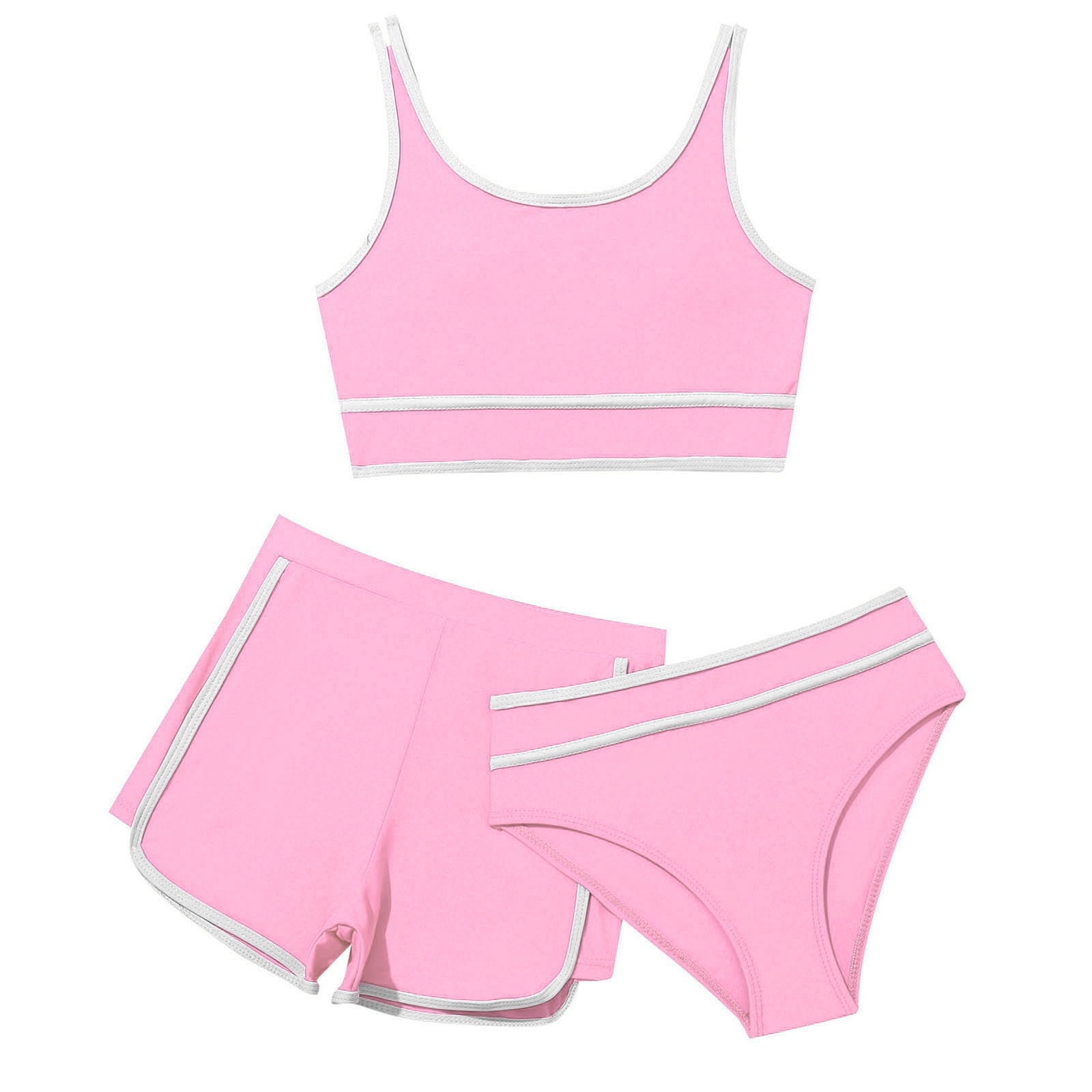 Girls Bathing Suit 3 Piece Bathing Suits with Shorts Sporty Cute Girl ...