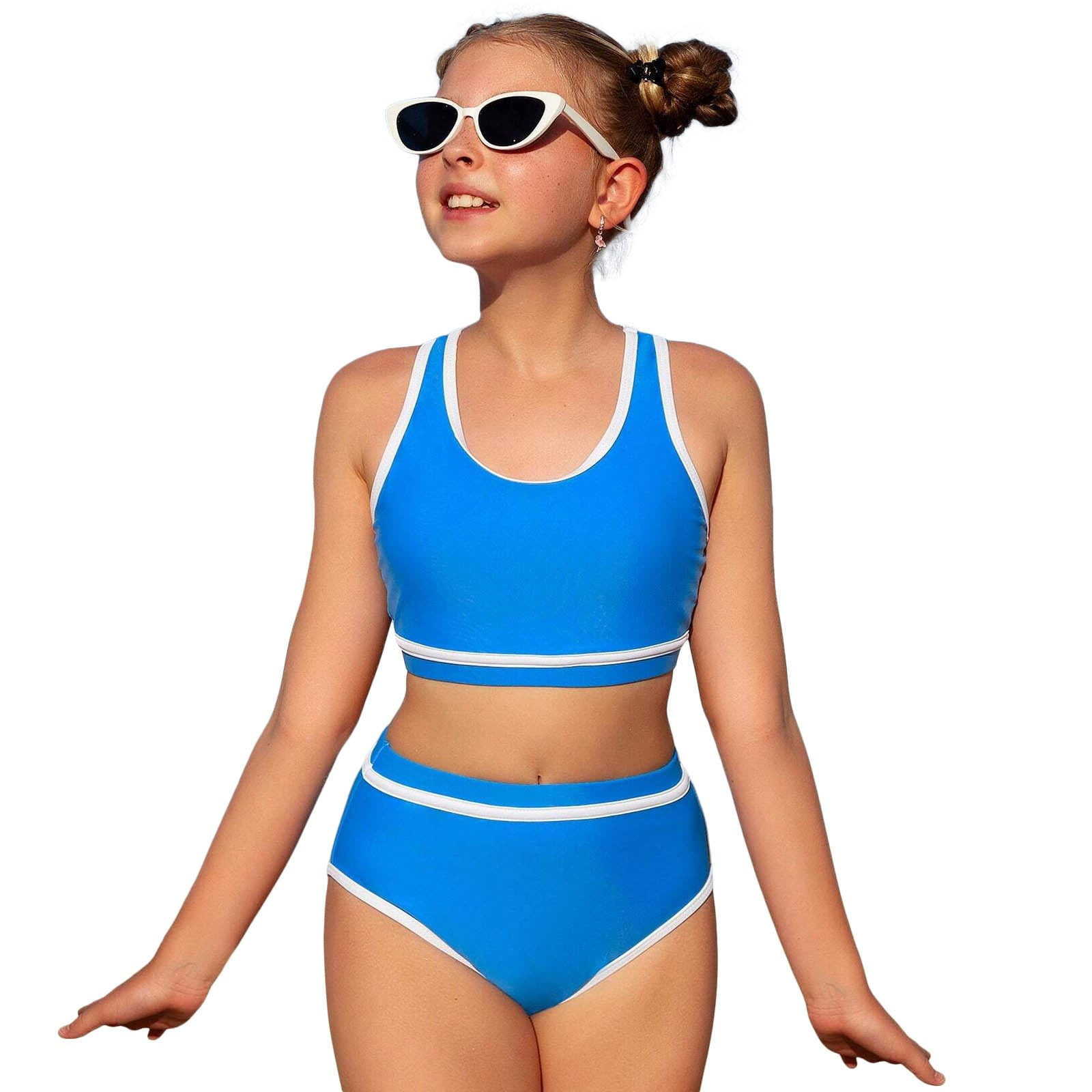 Girls Bathing Suit Color Block Bikini Sets Girls Two Piece Swimsuits 0471