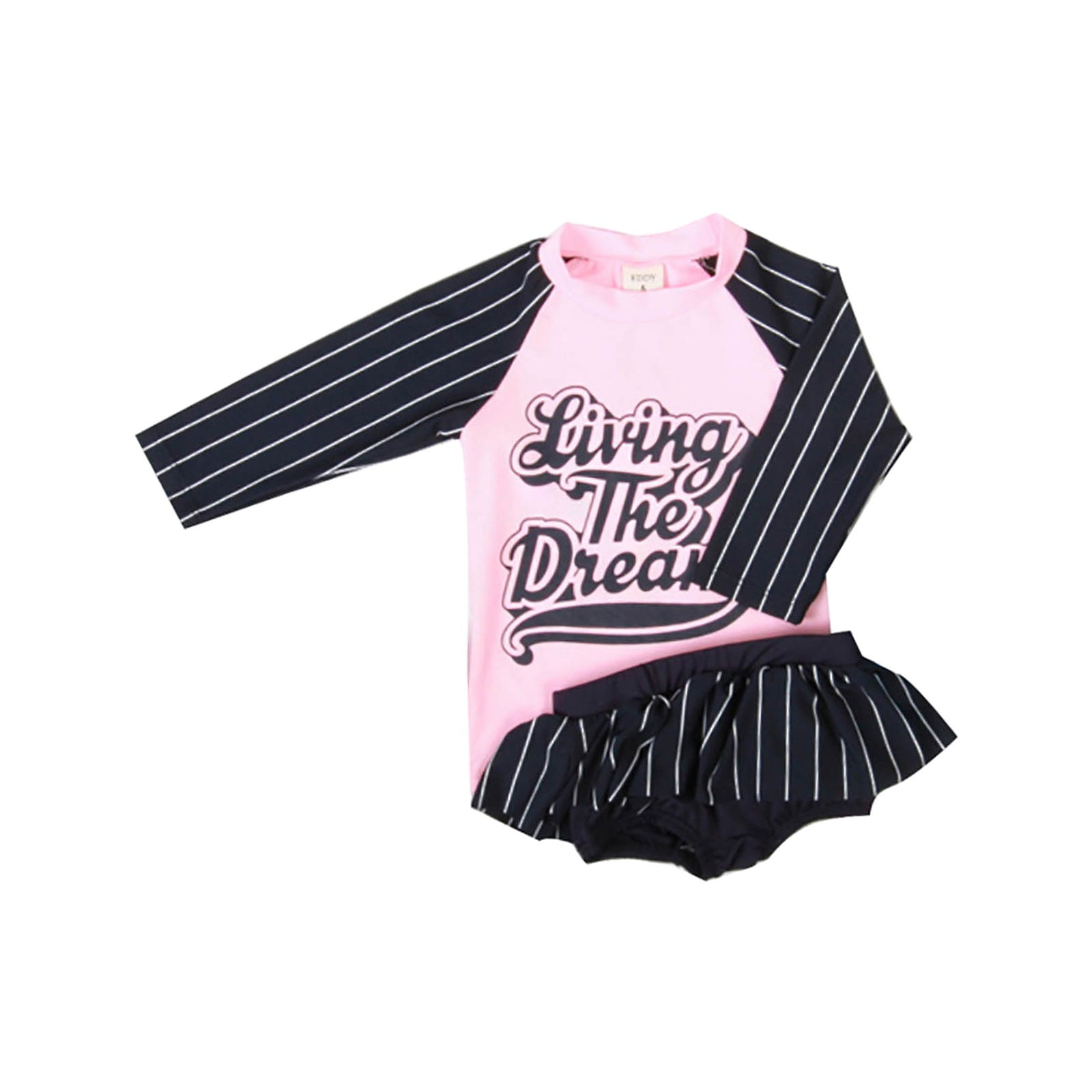 Girls Bathing Suit Long Sleeve Cartoon Floral Prints Top Shorts Beach ...