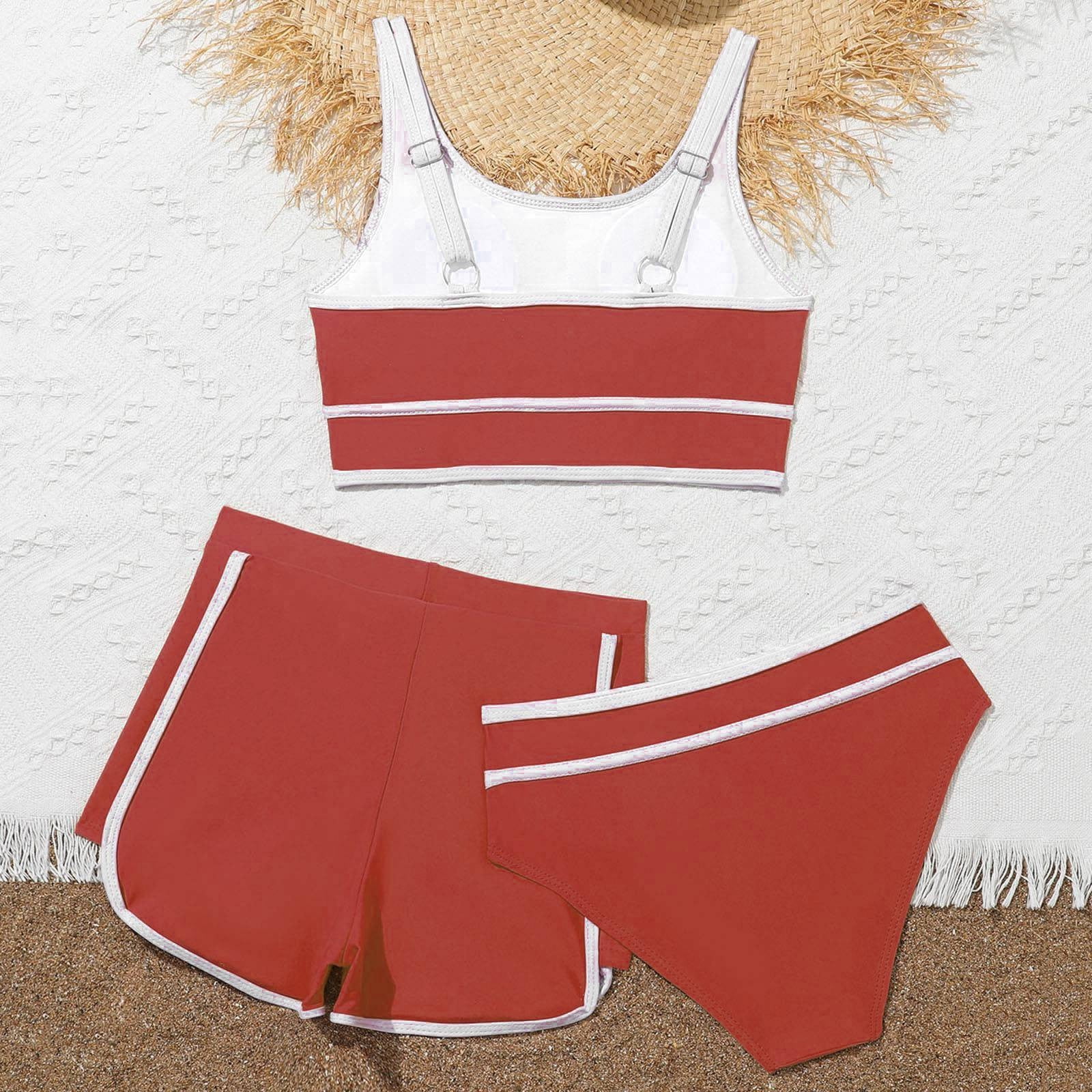 Girls Bathing Suits Girls' 3 Piece Swimsuit with Shorts Sporty Tween ...