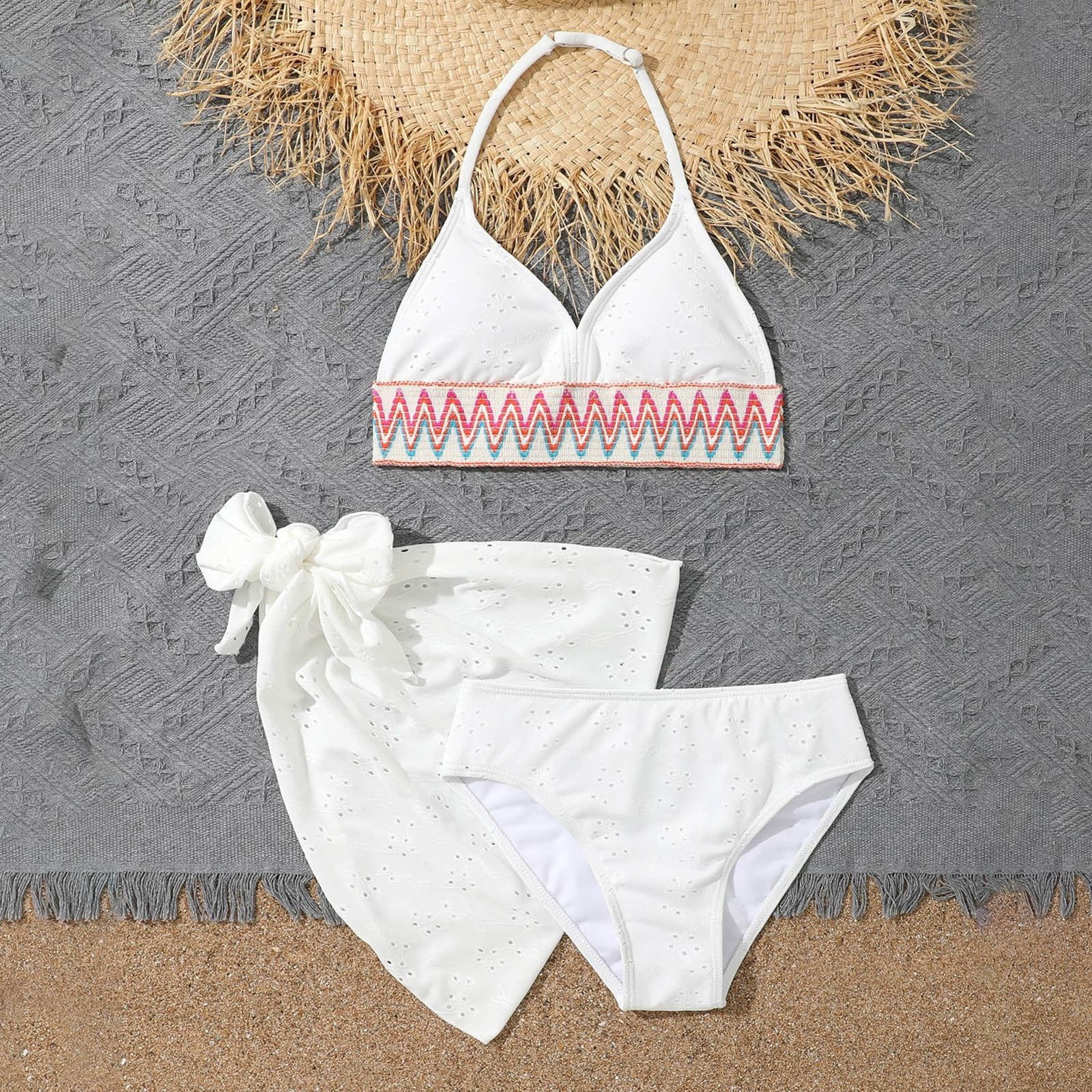 Girls Bathing Suits Size 14-16 Color-Block Kids High Waisted Bathing ...