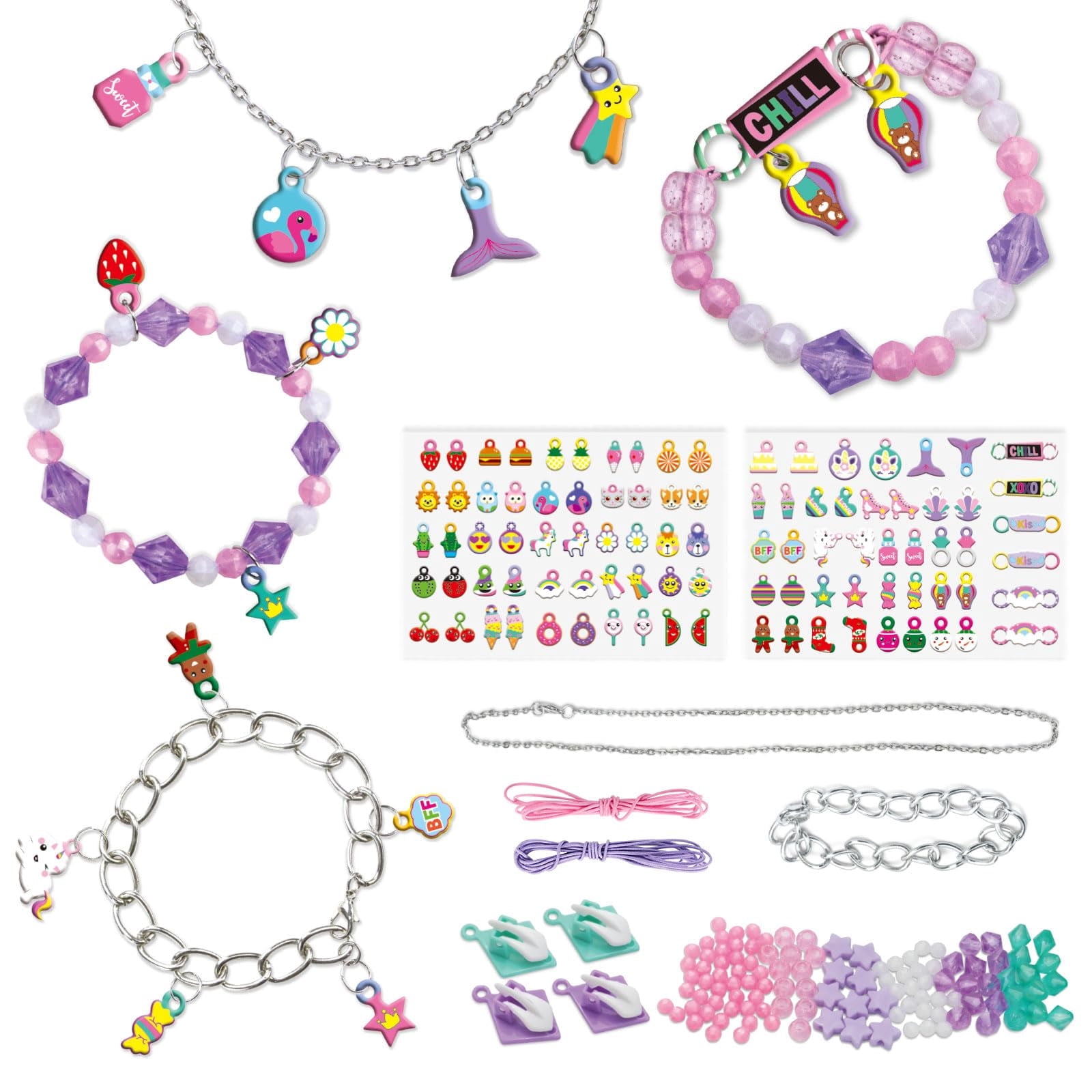 Girls Beads Bracelet Making Kit Age 5 6 7 8 9 10 Charms Crafts Kits ...