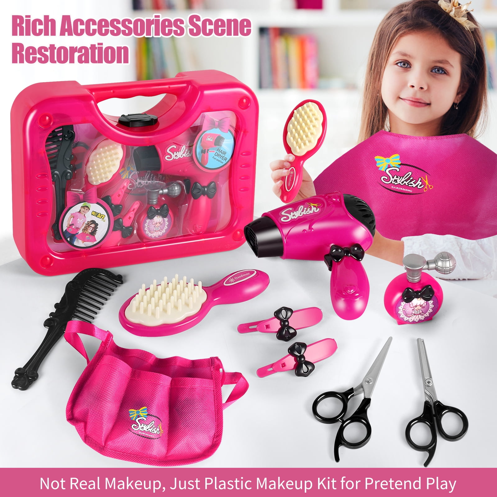 Girls Beauty Salon Playset - Realistic Hair Styling, Makeup, Art ...