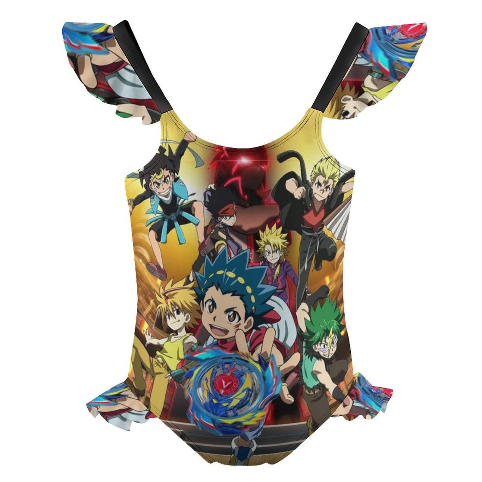 Girls Bey-blade Burs One Piece Swimsuit Flutter Sleeve Bathing Suit ...