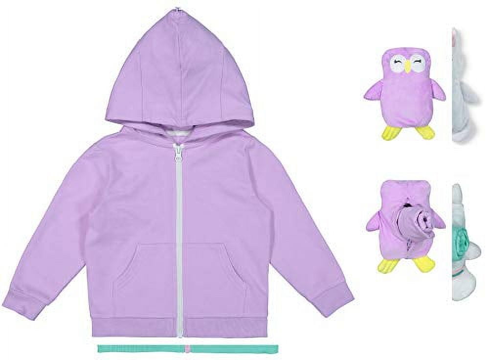 Girls/Big Boys' 2T-5TAnimal Critters Packable Plush Zip Up Hoodie (Owl ...
