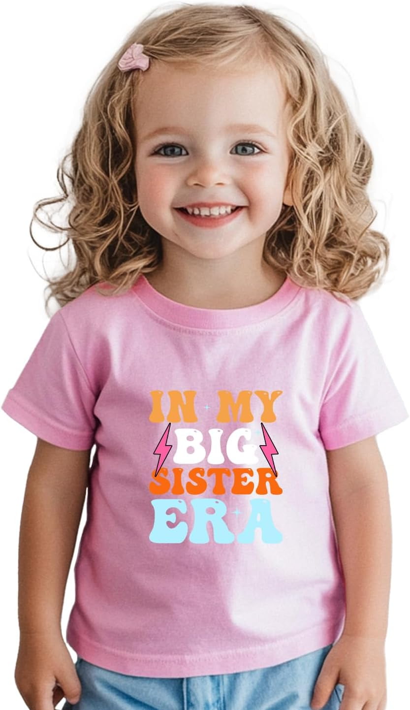 Girls' Big Sister T-Shirt Soft and Comfortable Casual Crew Neck Short ...