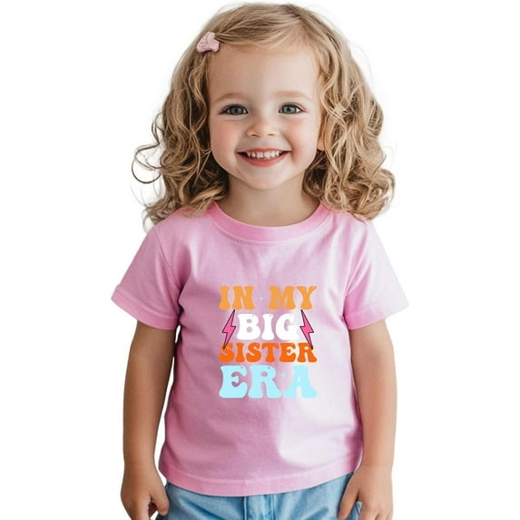 Girls' Big Sister T-Shirt Soft and Comfortable Casual Crew Neck Short ...