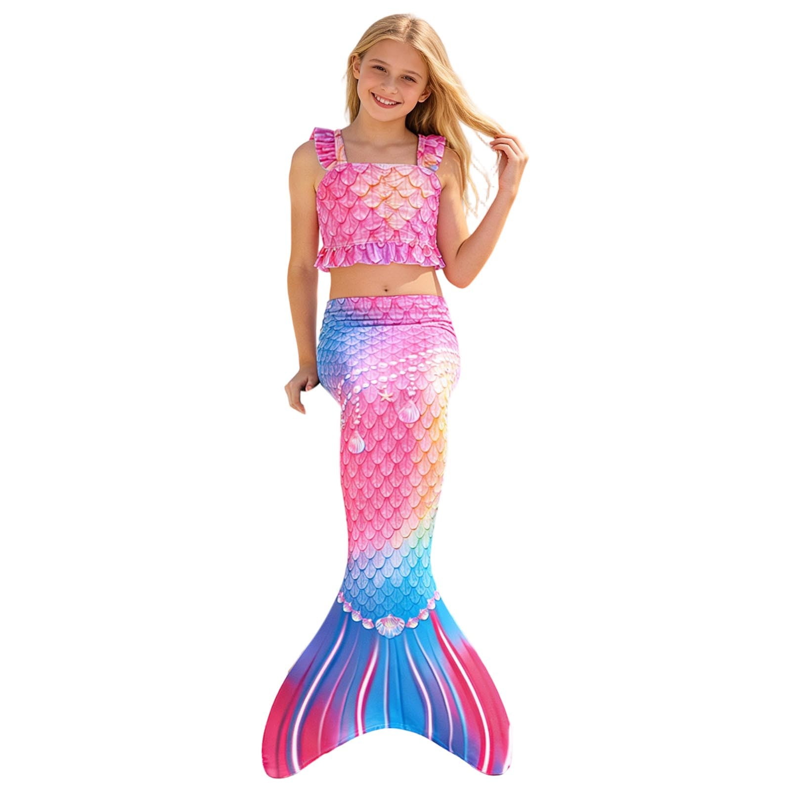 Girls Bikini 3 Piece Set with Cover Up Skirt, Cute Toddler Bathing Suit ...