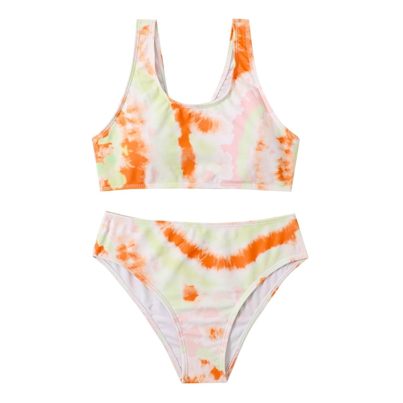 Girls Bikini Beach Swimwear 2 Piece Swimsuits Floral Printing Bathing ...
