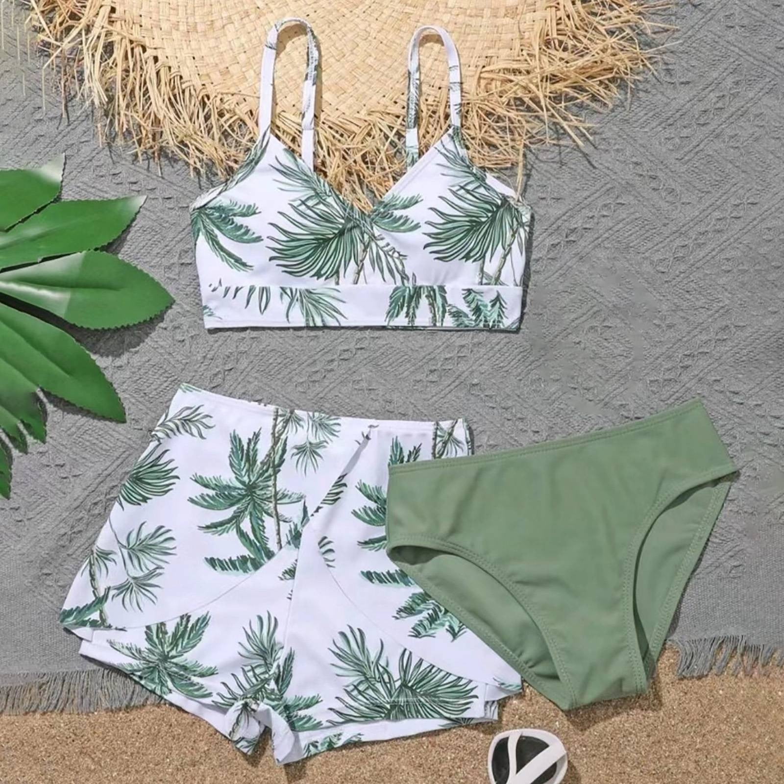 Girls' Bikini V Neck Spaghetti Strap Wireless Triangle Bathing Suits ...