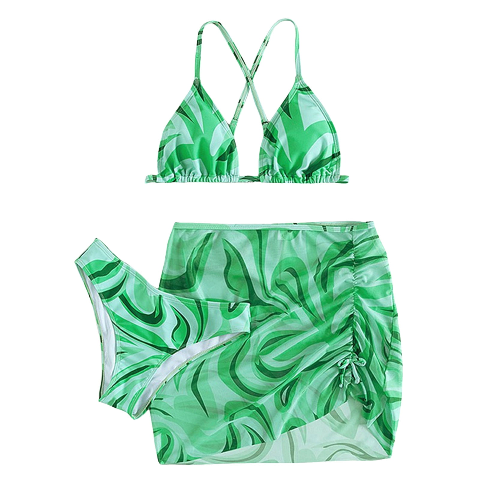 Girls Bikinis Girls 3 Piece Swimsuits Print Bikini Bathing Suit Briefs Bikini Beach Swimwear