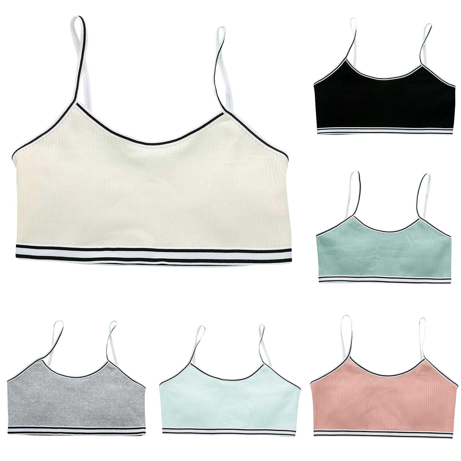 Girls Black Bra Cotton Bra 6PCS Sports Bras for Tween Girls Bras 8-12 ...