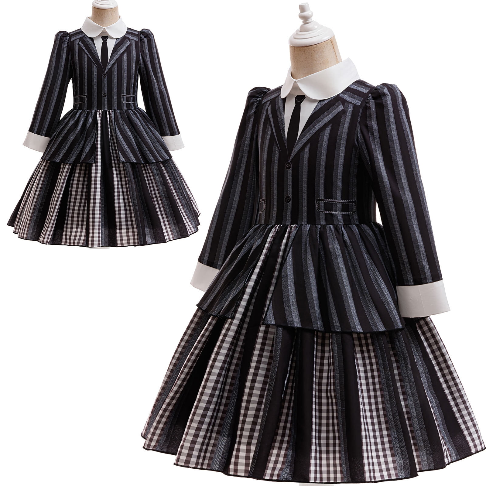 Girls Black Uniform Costume Dress Halloween Gothic Academy Cosplay ...