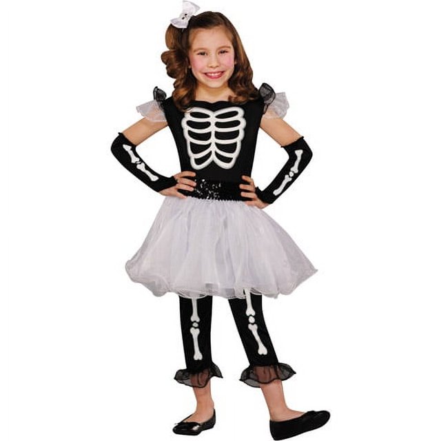 Girls Black & White Tutu Leggings Skele-Cutie Skeleton Halloween ...