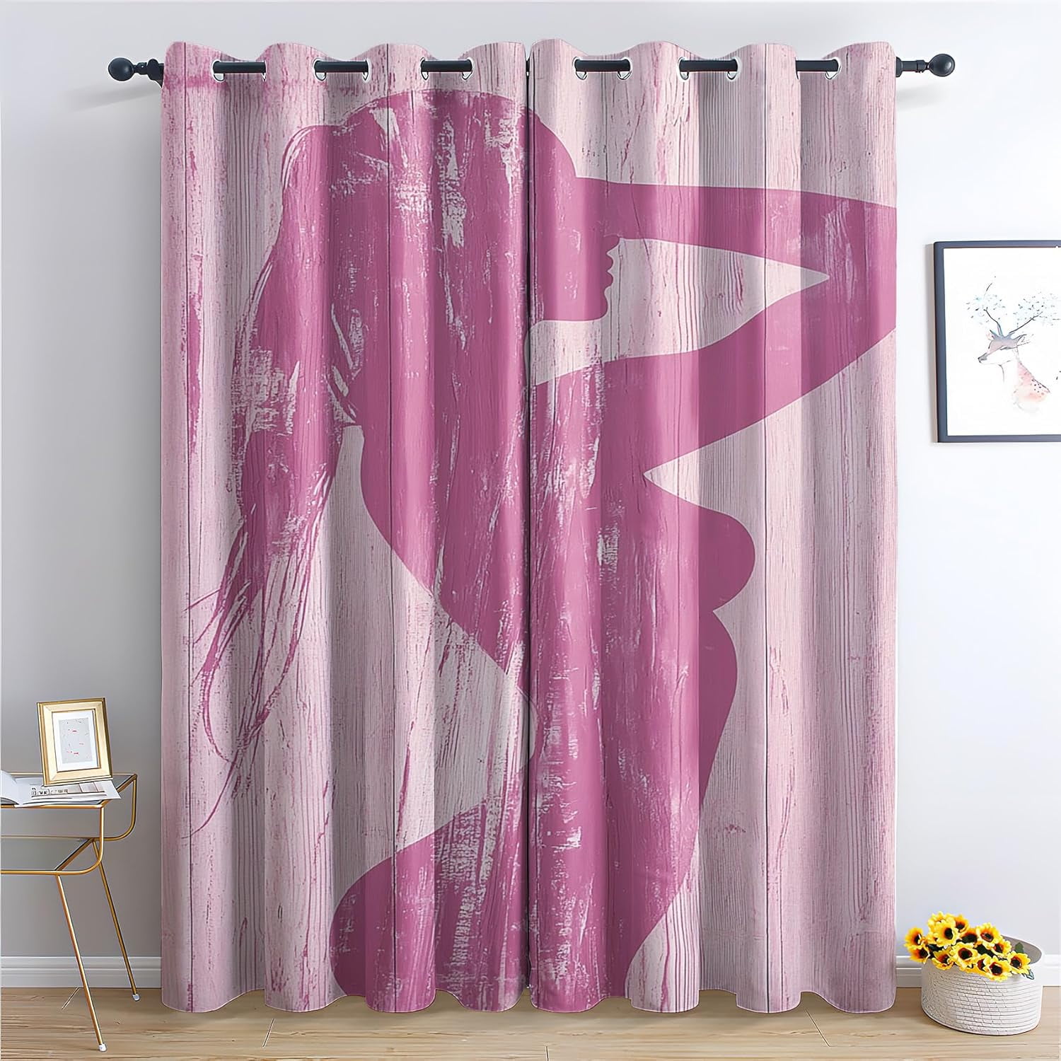 Girls Blackout Curtains for Home Decor,Beautiful Sexy Pin Up Girl Grommet Thermal Insulated ...