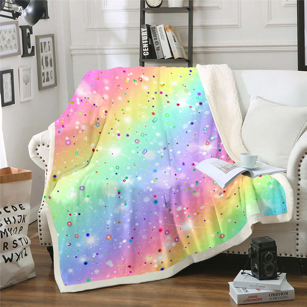 Girls Blanket 50"x60" Rainbow Throw Blanket,Watercolor Galaxy Fleece ...