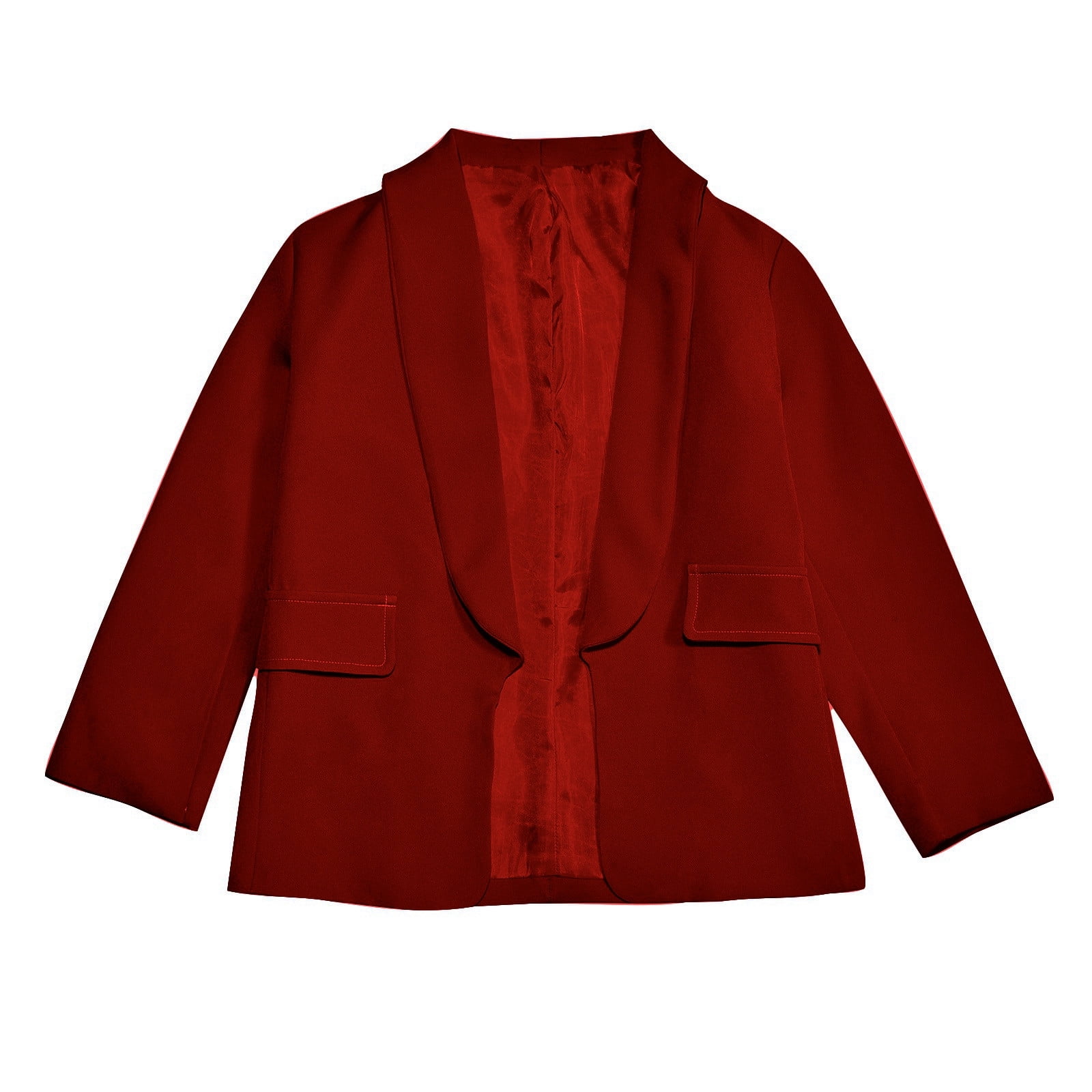 Girls Blazer Jacket Long Sleeve Shawl Collar Open Front Formal Blazers ...