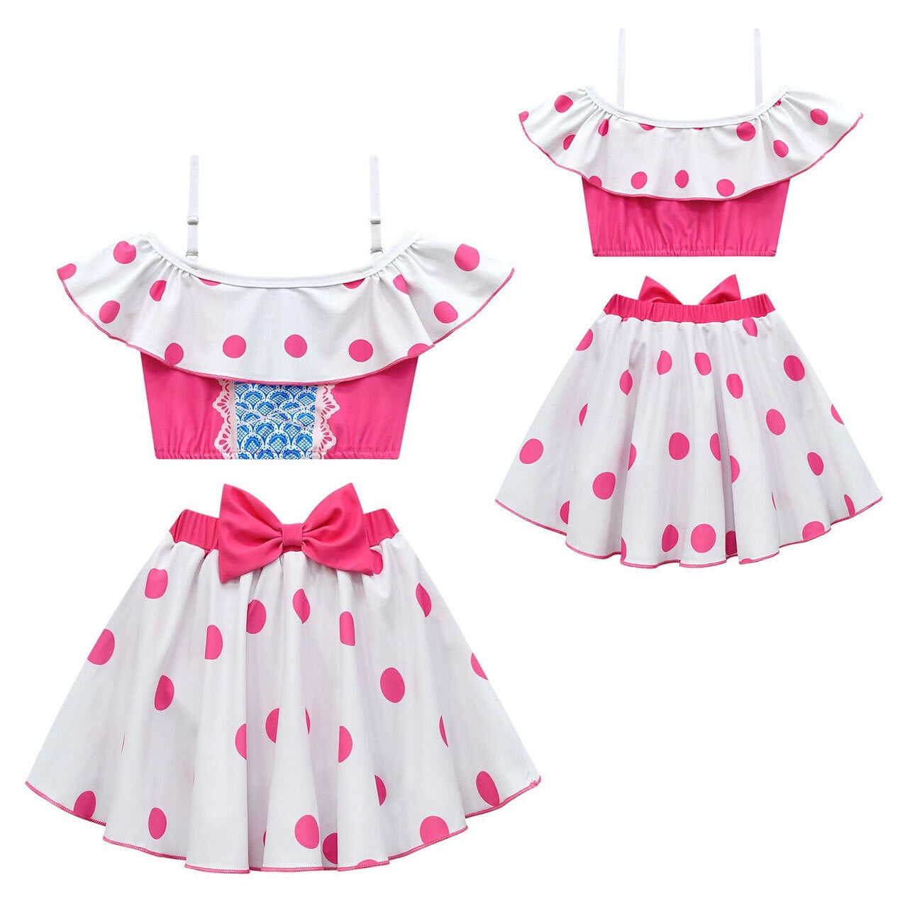 Girls Bo Peep Two-Piece Swimsuit Off Shoulder Bathing Suit Tankini ...