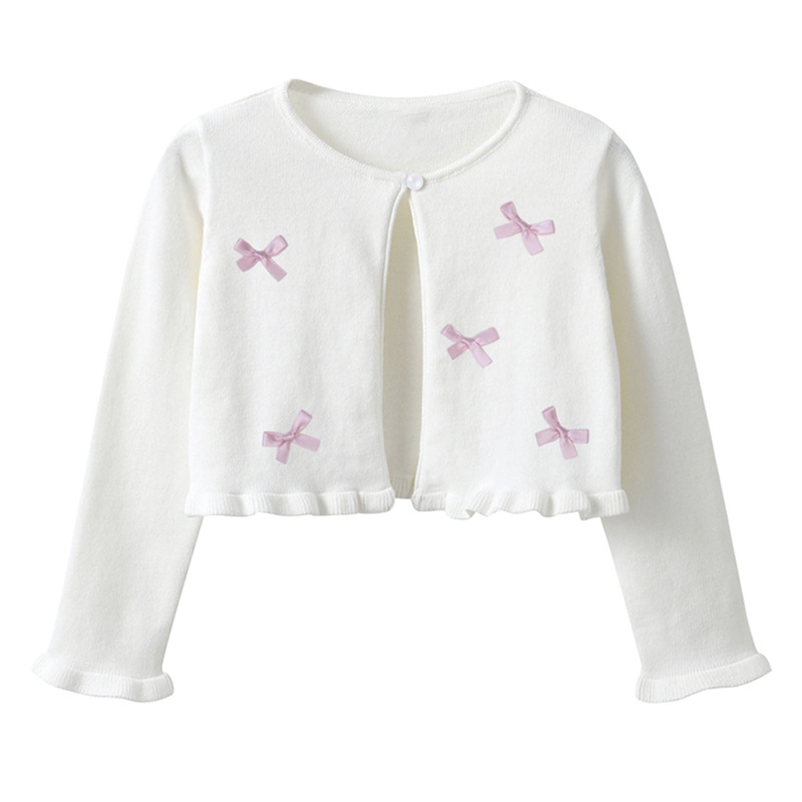 Girls Bolero Shrug Cardigan Sweaters with Bows Long Sleeve One-button ...