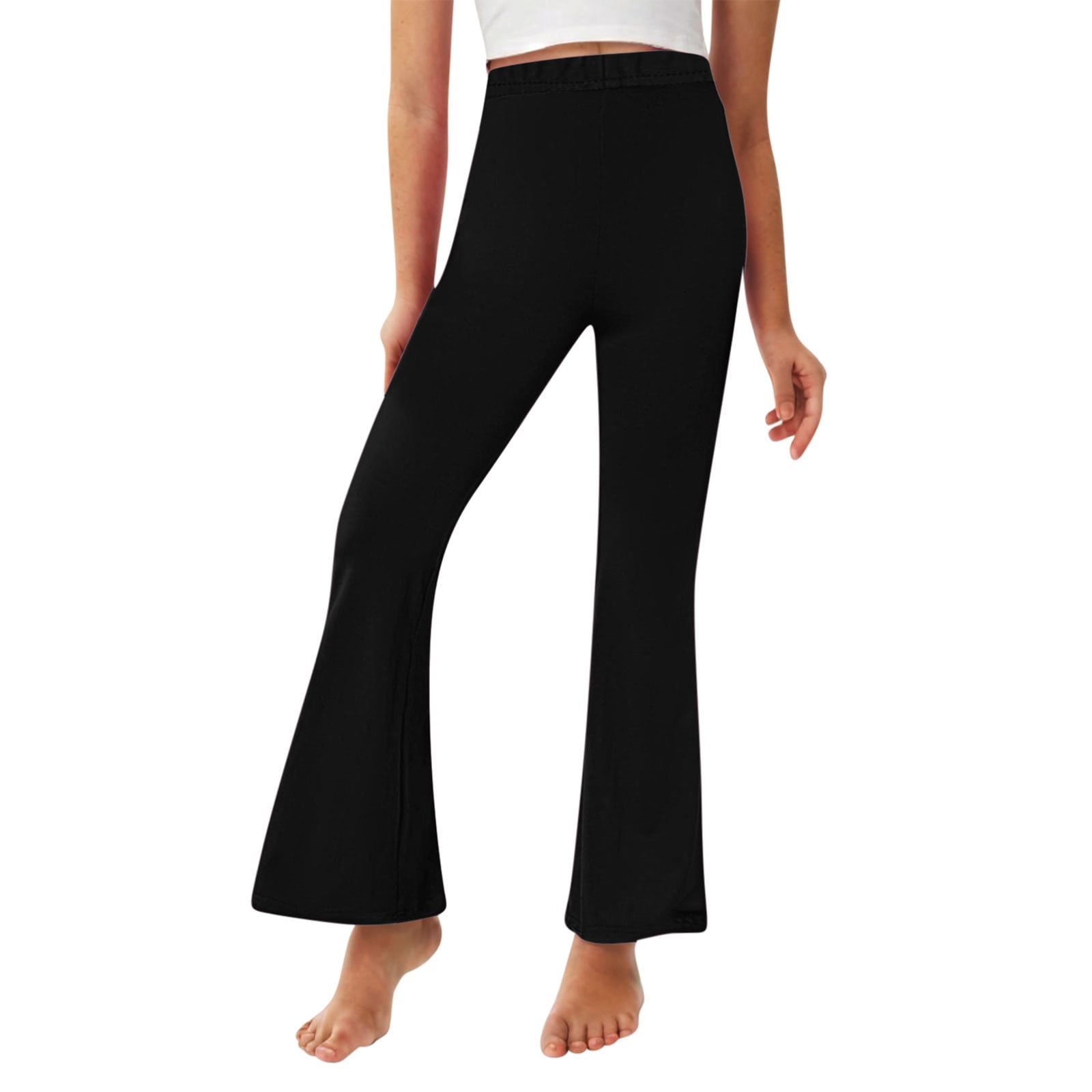 Girls Bootcut Yoga Pants Kids Athletic Dance Workout Running Stretchy ...