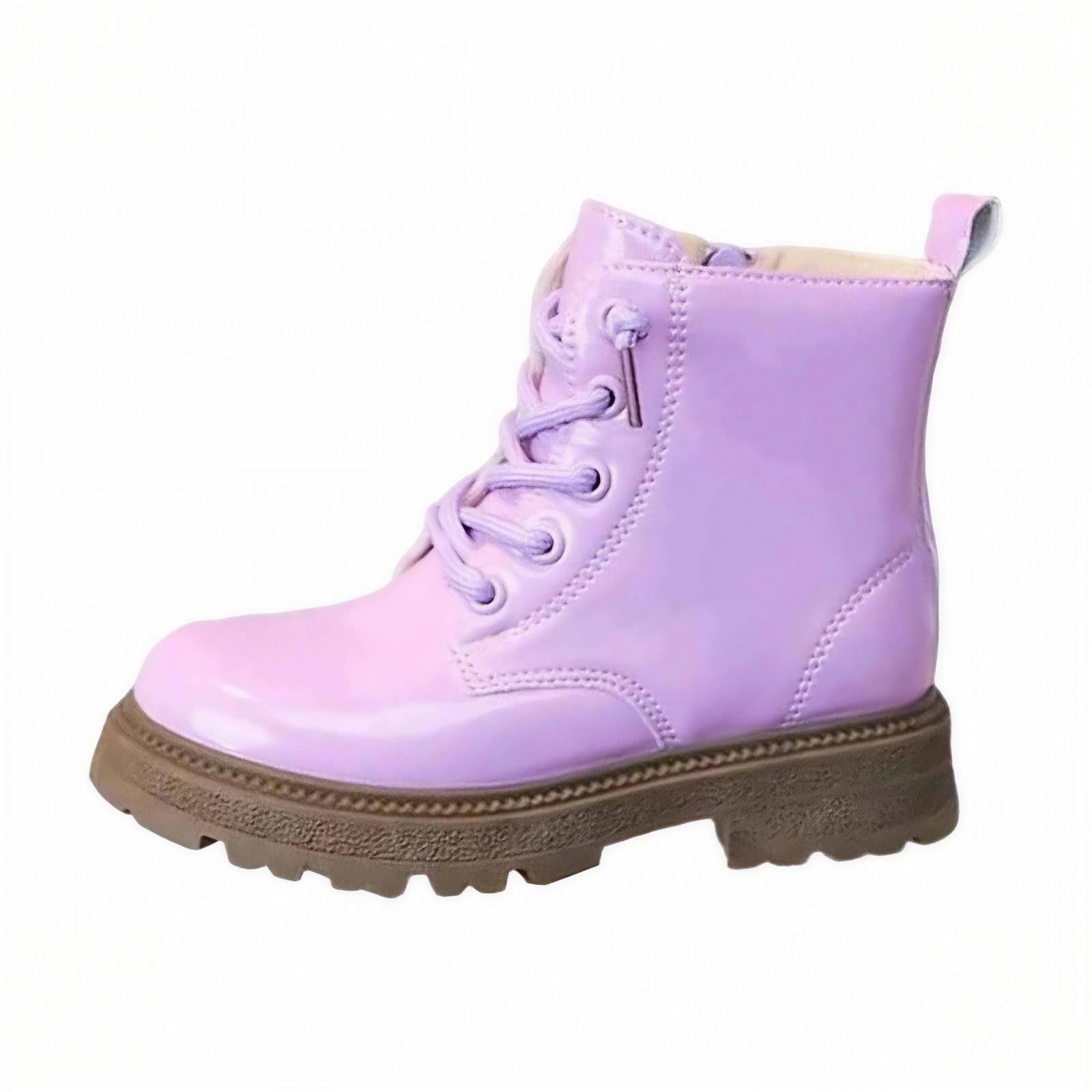 Girls Booties Soft Soled Ankle Boots Solid Colour Glossy Martin Boots ...